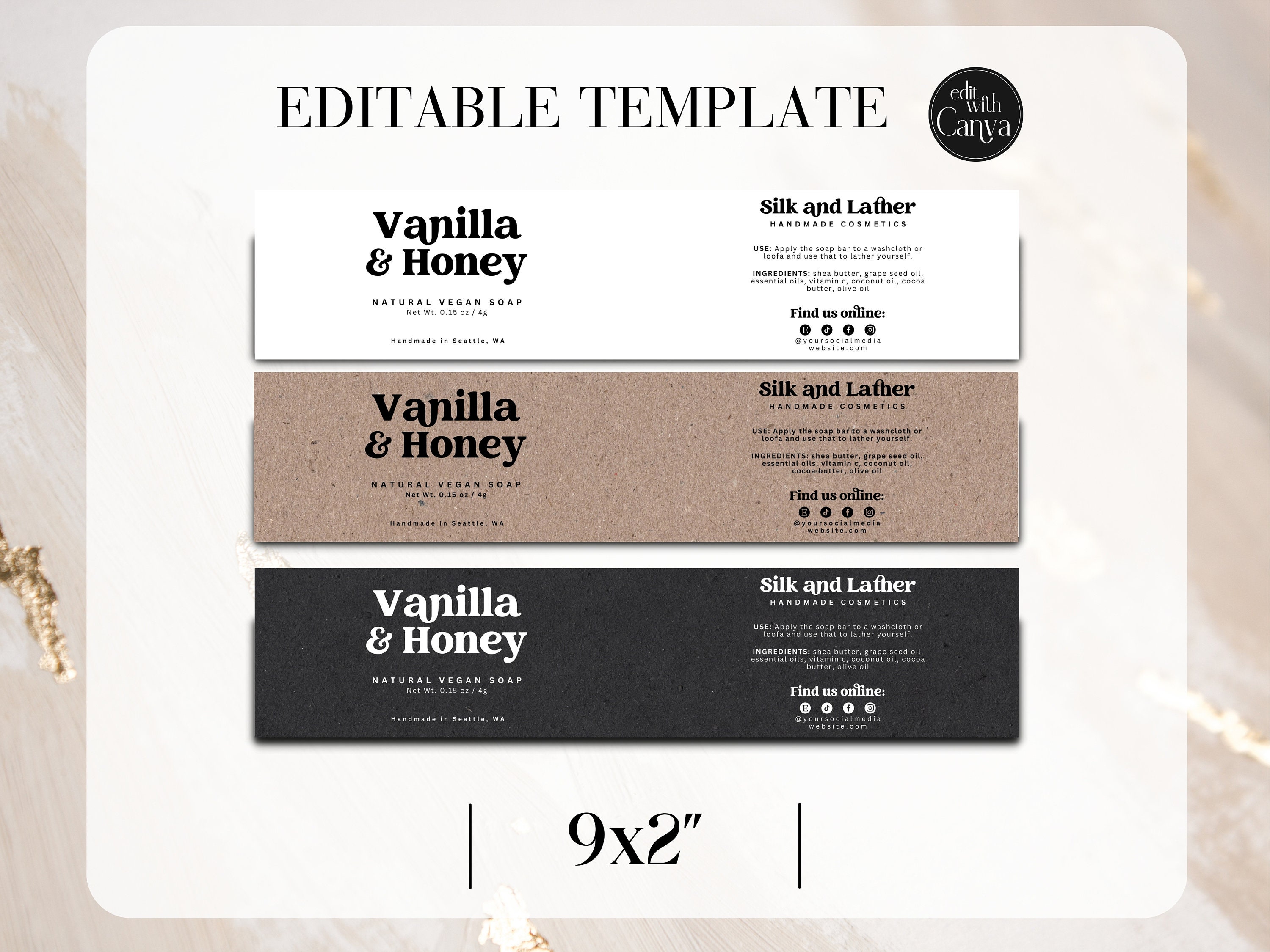 Editable Soap Label Template, Customizable Wrap Whipped Soap Label ...