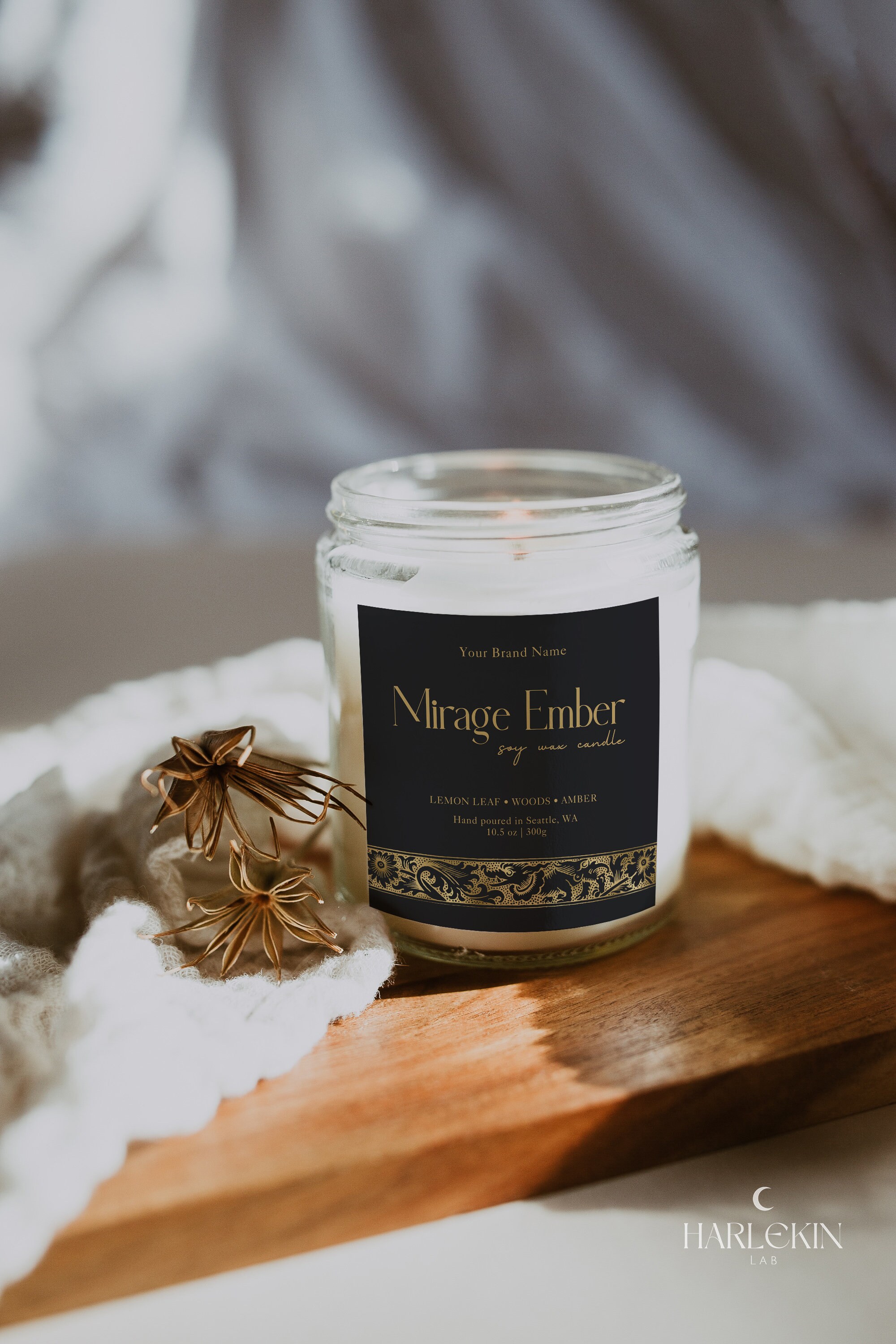 Editable Celestial Candle Label, Canva Template With Dragon, DIY ...