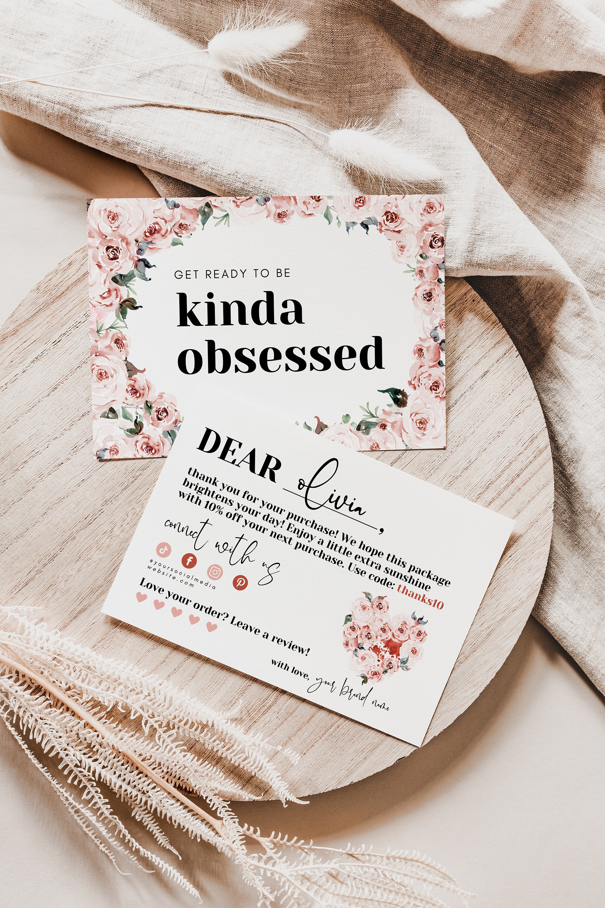 Editable Valentine Thank You Card, DIY Thanks Note, Small Business ...