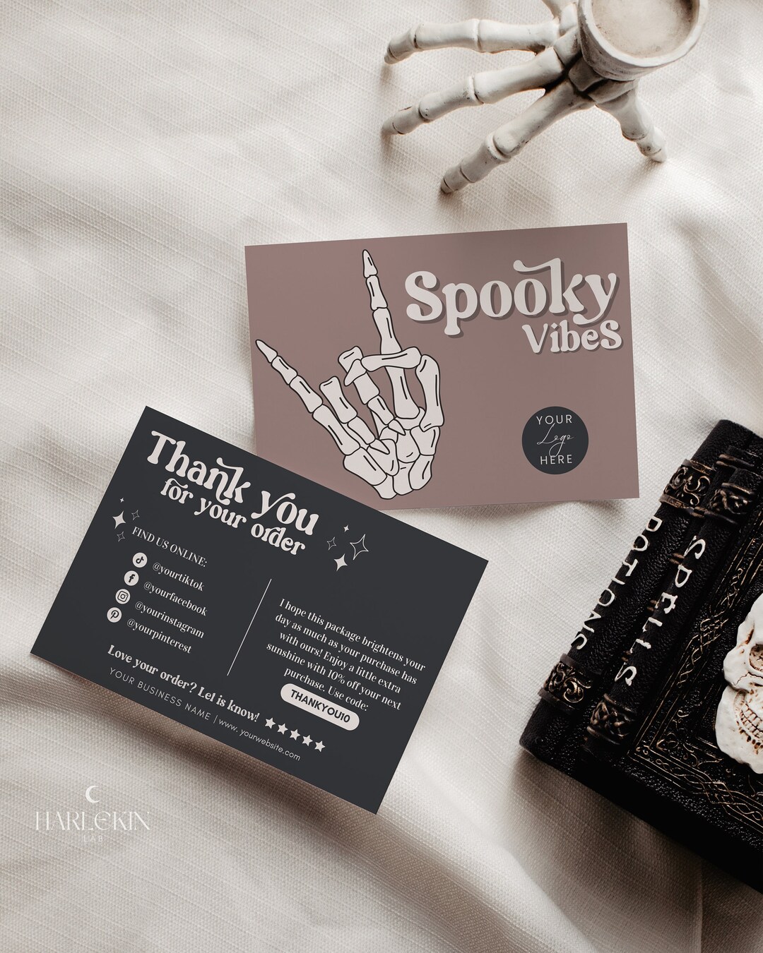 Editable Skeleton Halloween Thank You Card, Customizable Spooky Thanks ...