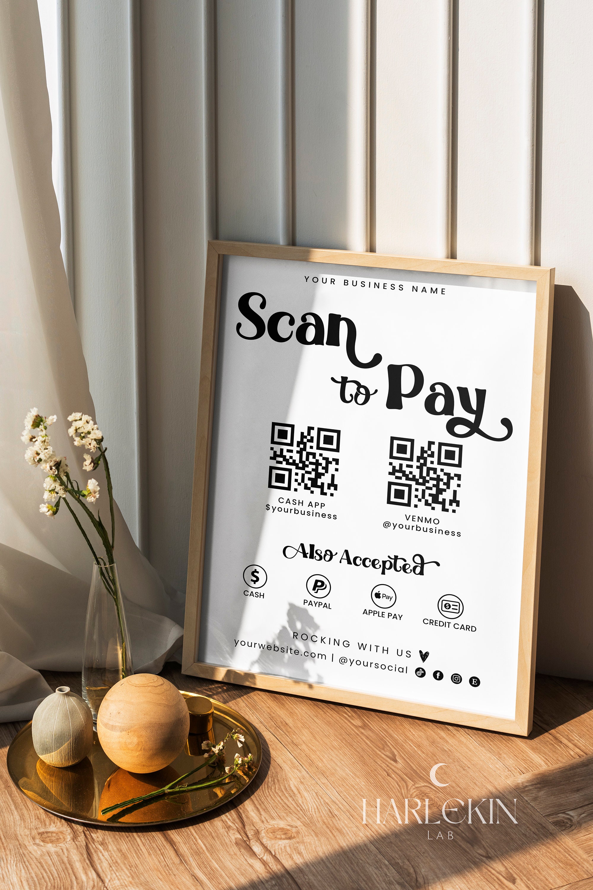 Printable QR Code Sign, Customizable Scan to Pay Sign, Cashapp Paypal ...