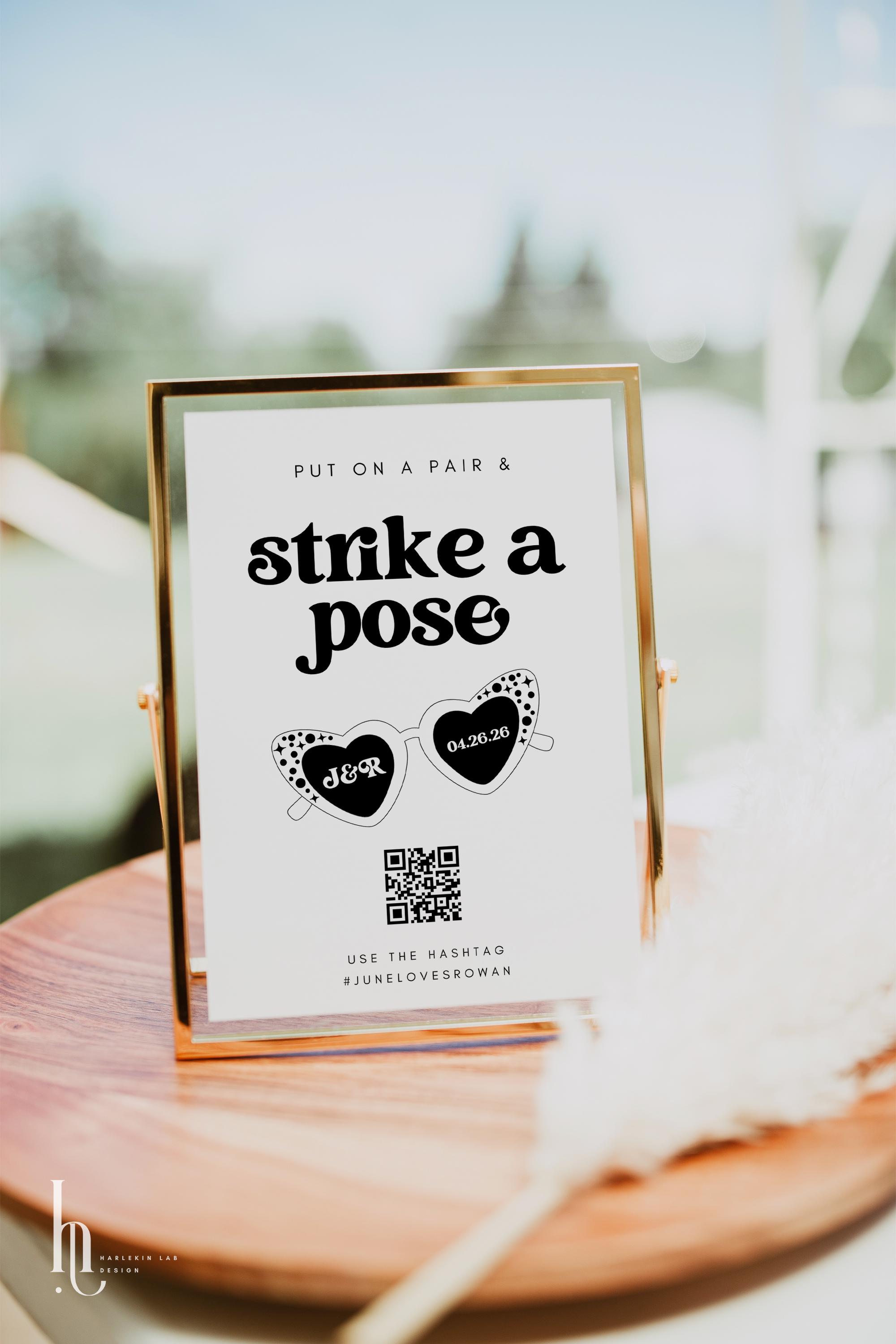 MIRAY Strike a Pose Sign Template, Wedding Sunglasses Party Sign ...