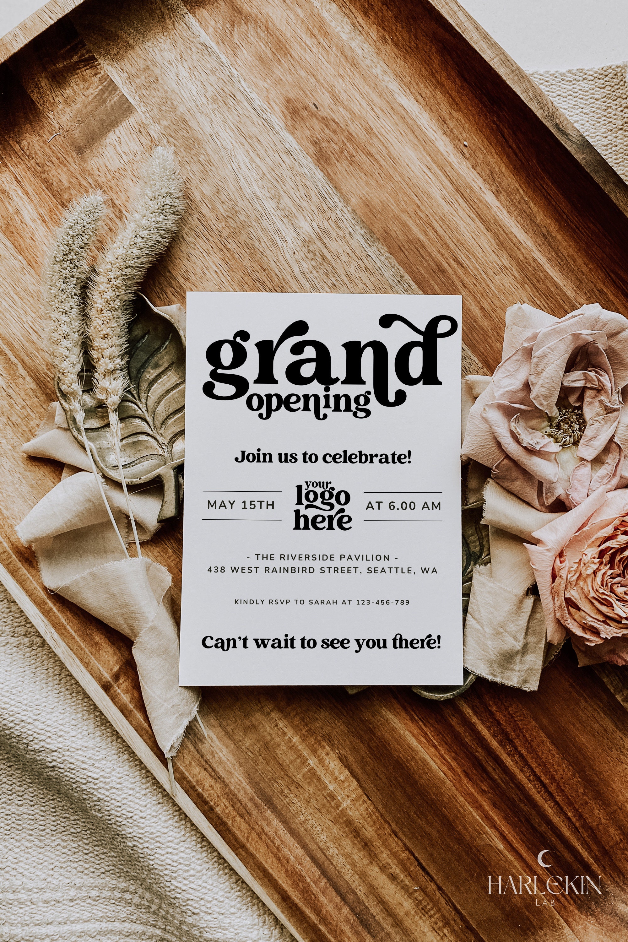 Modern Grand Opening Business Invitation Template, DIY Minimalist ...
