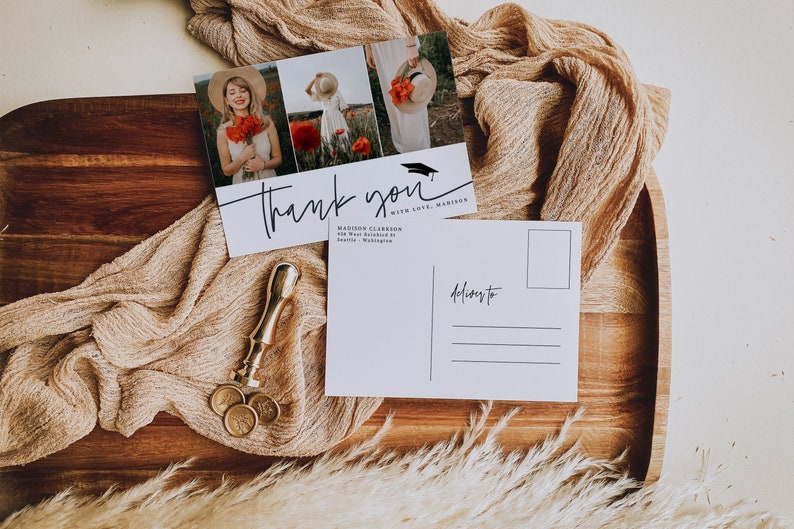 Editable Graduation Thank You Postcard, Photo High School College ...