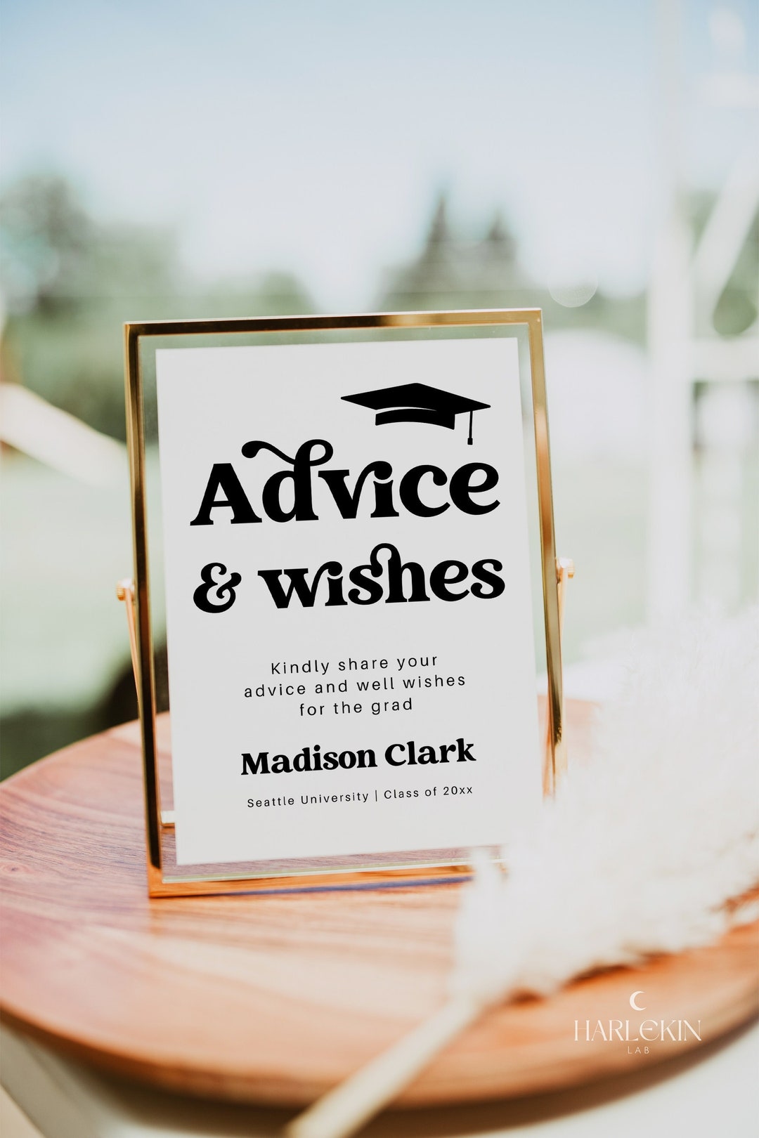 Editable Graduation Advice and Wishes Sign, Graduation Party Card ...