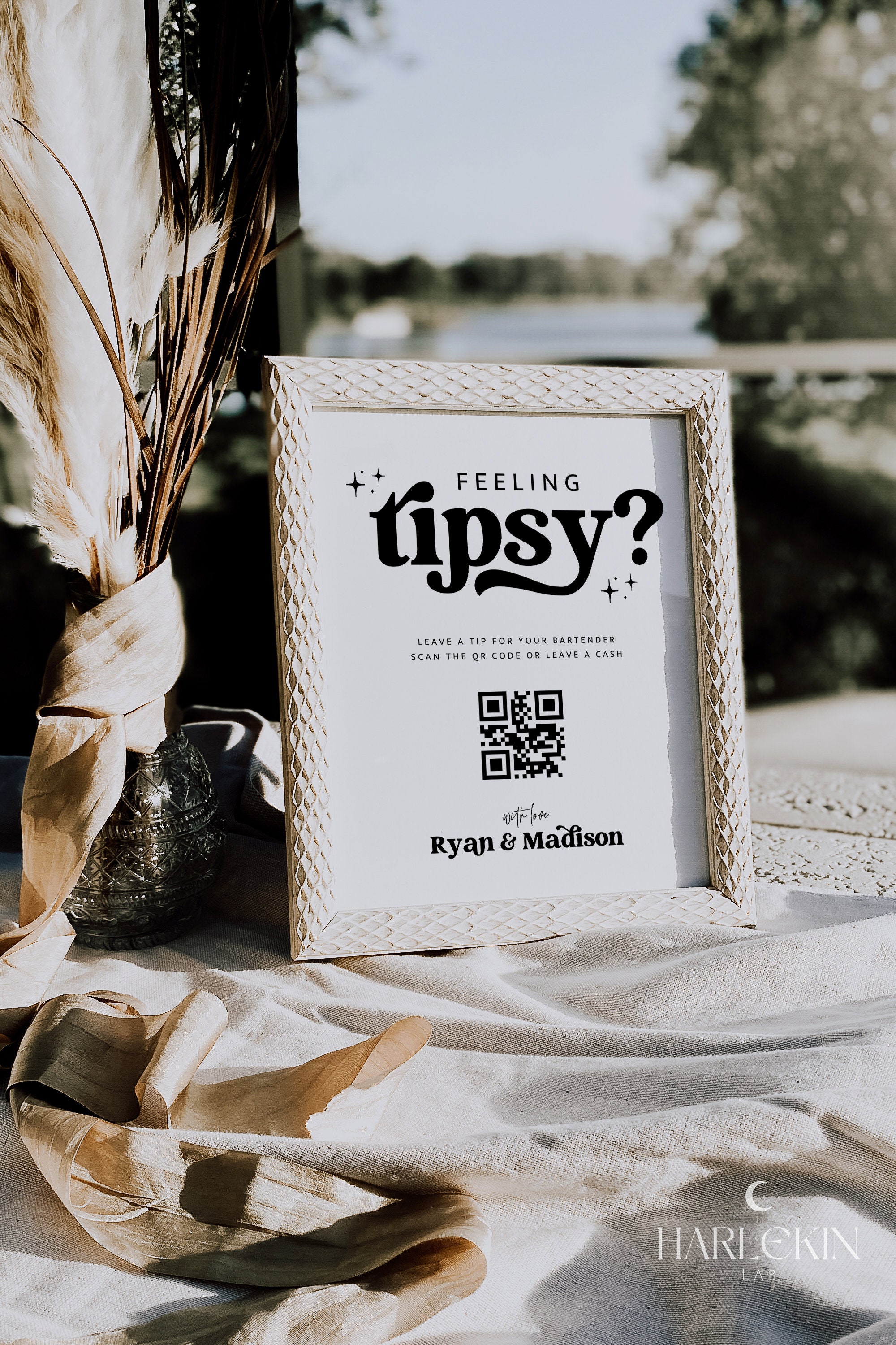 Editable Feeling Tipsy Sign Template, Modern Tip Your Bartender Sign ...