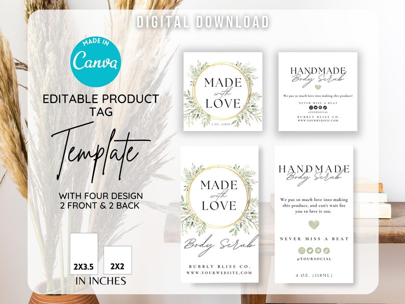 Editable Business Hang Tag Template, Bath Body Scrub Label, Modern ...