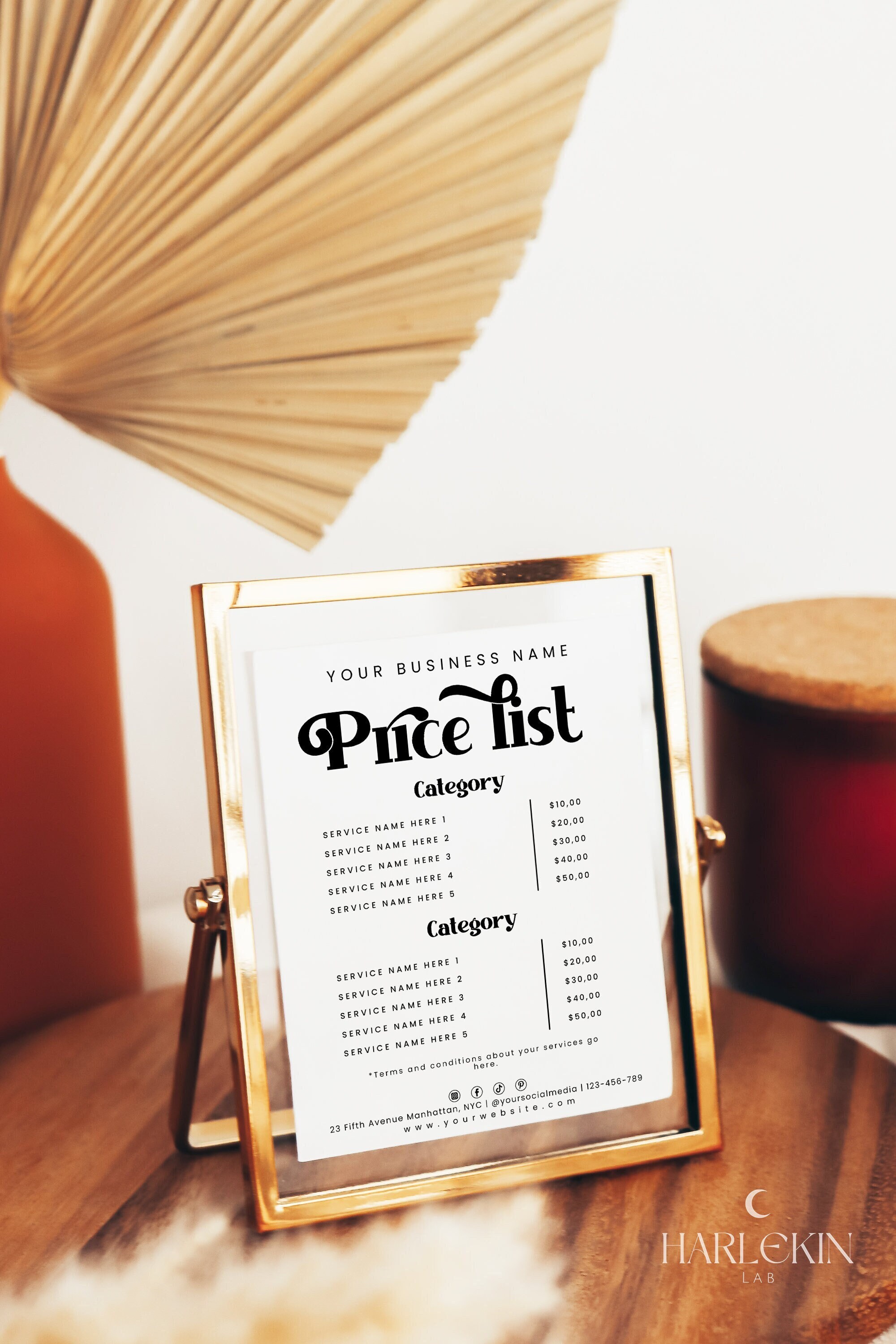 Editable Retro Vendor Price List, DIY Printable Salon Price Sheet ...