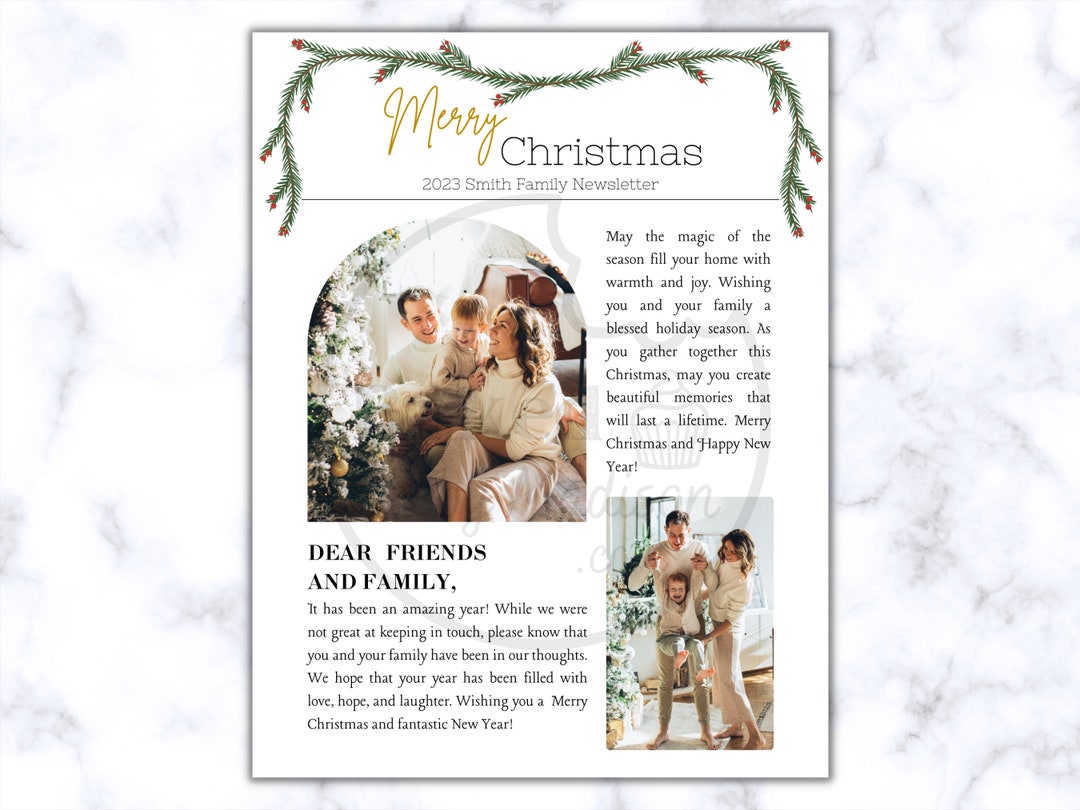 Christmas Newsletter Template Canva, Printable Christmas Newsletter ...