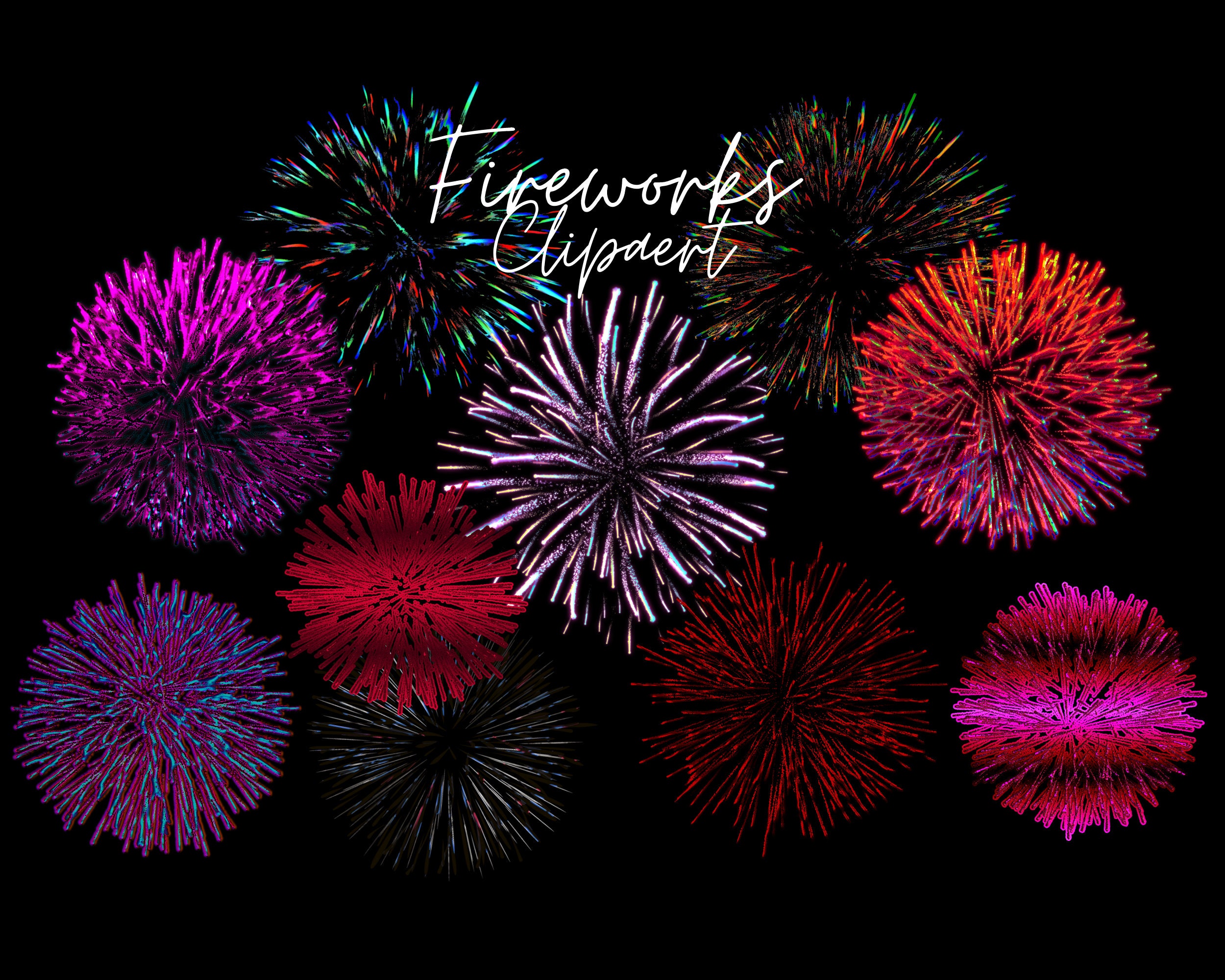 Holiday Fireworks, Fireworks Overlays, Fireworks Clipart, Wedding ...