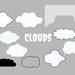 Clouds Bundle, Cloud Clipart, Cloud Outline, Fluffy Cloud, Clouds Png ...