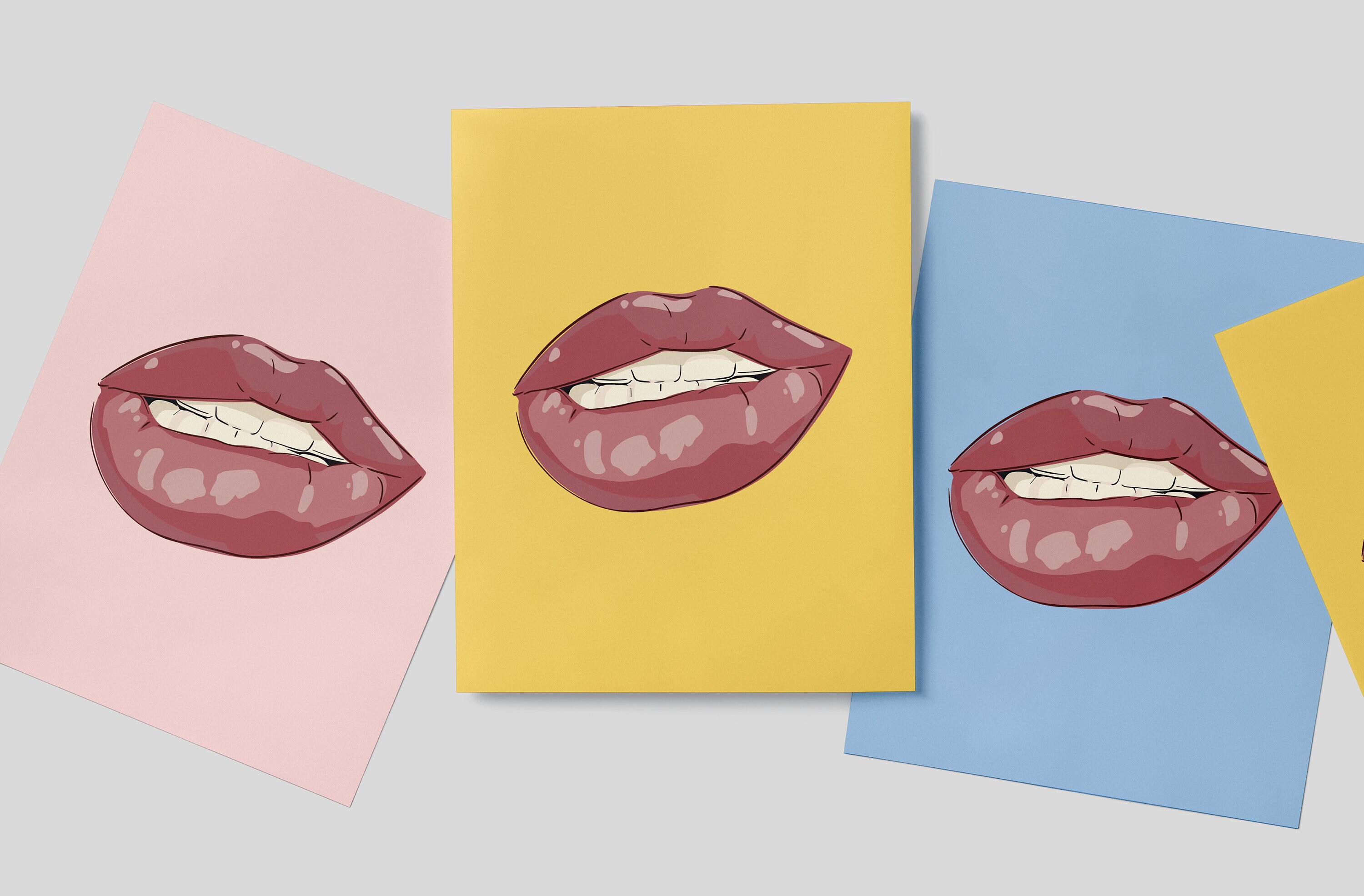 Pink Lips Printable Poster, SINGLE PRINT, Pink Background, Digital Art ...