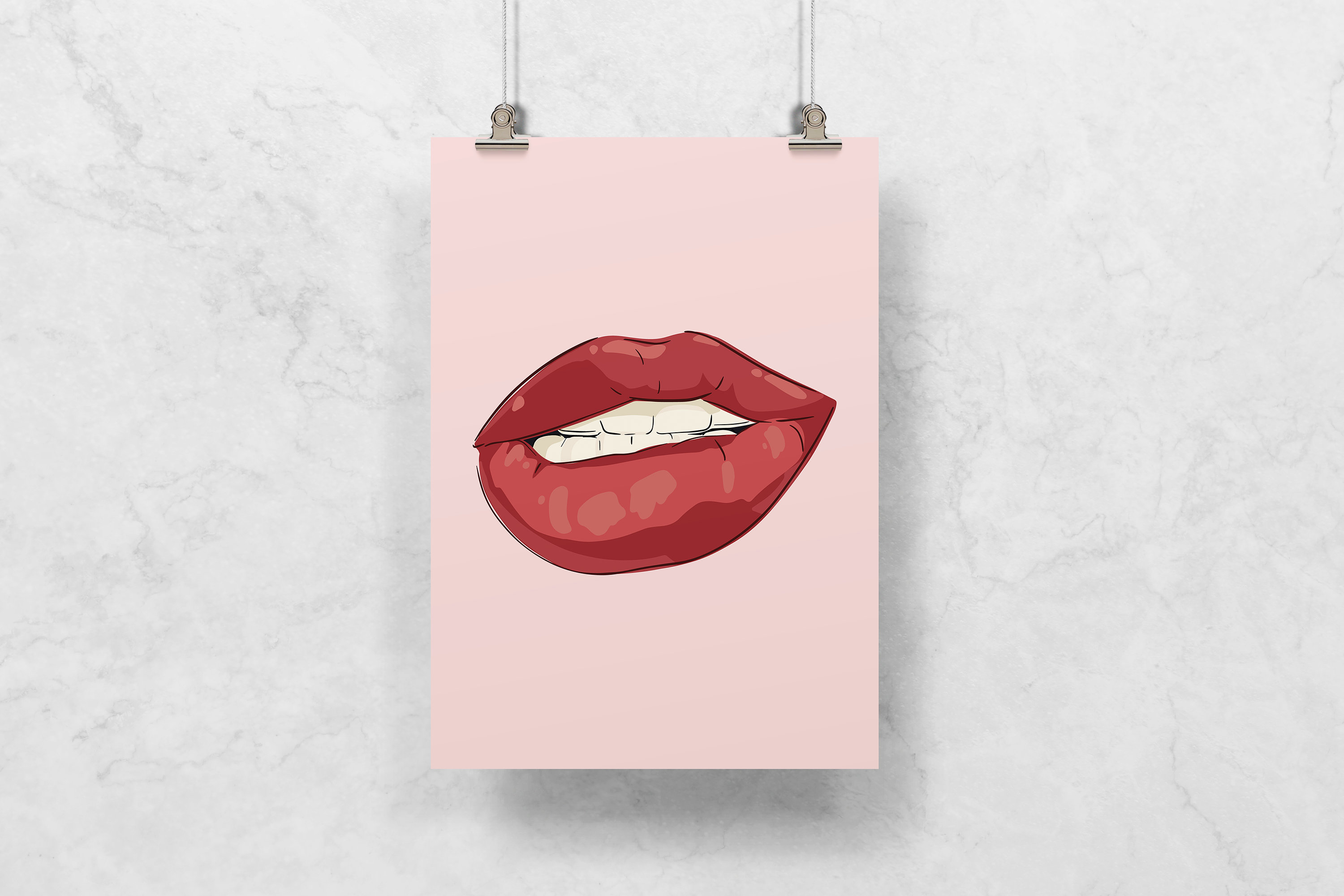 SET OF 3 Retro Lip Posters, Yellow Pink and Blue, Vibrant Pop Art, Sexy ...