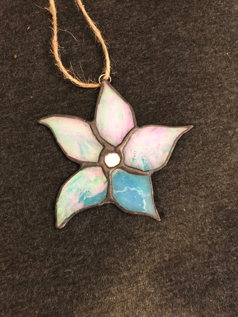 Blue Flower Stained Glass - Etsy