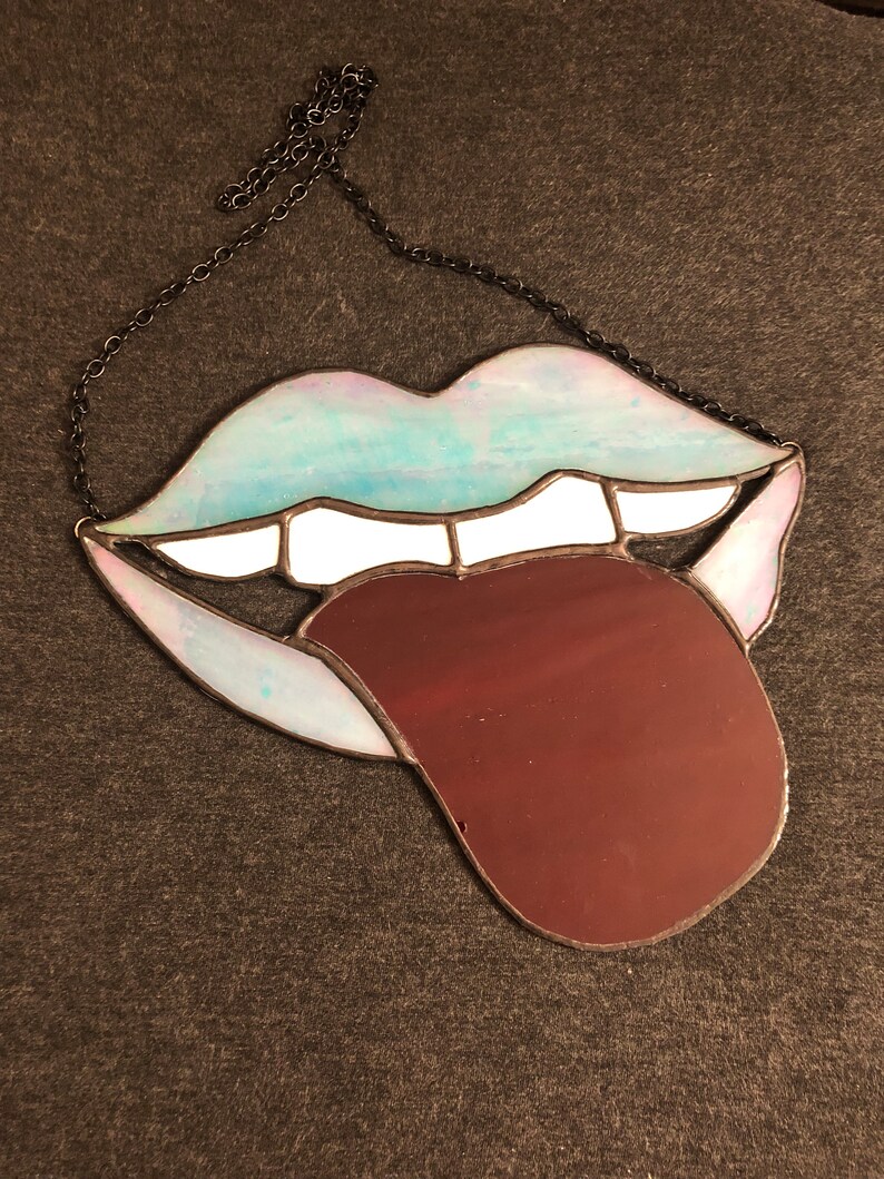 Tongue’s Out Smile Stained Glass Piece - Etsy