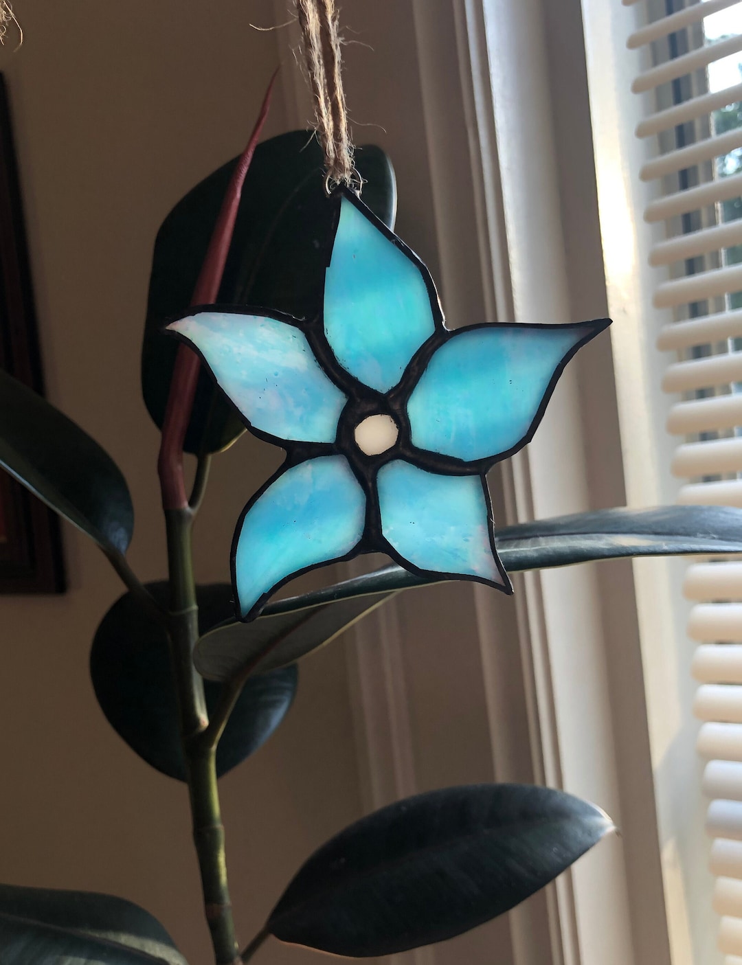 Blue Flower Stained Glass - Etsy