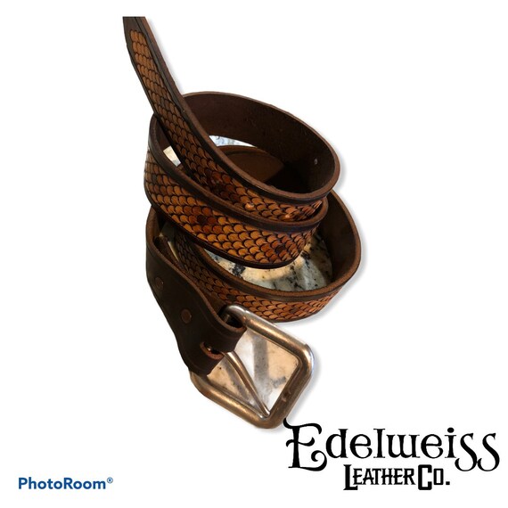 Hand Tooled Snake Scale Pattern Belt - Etsy