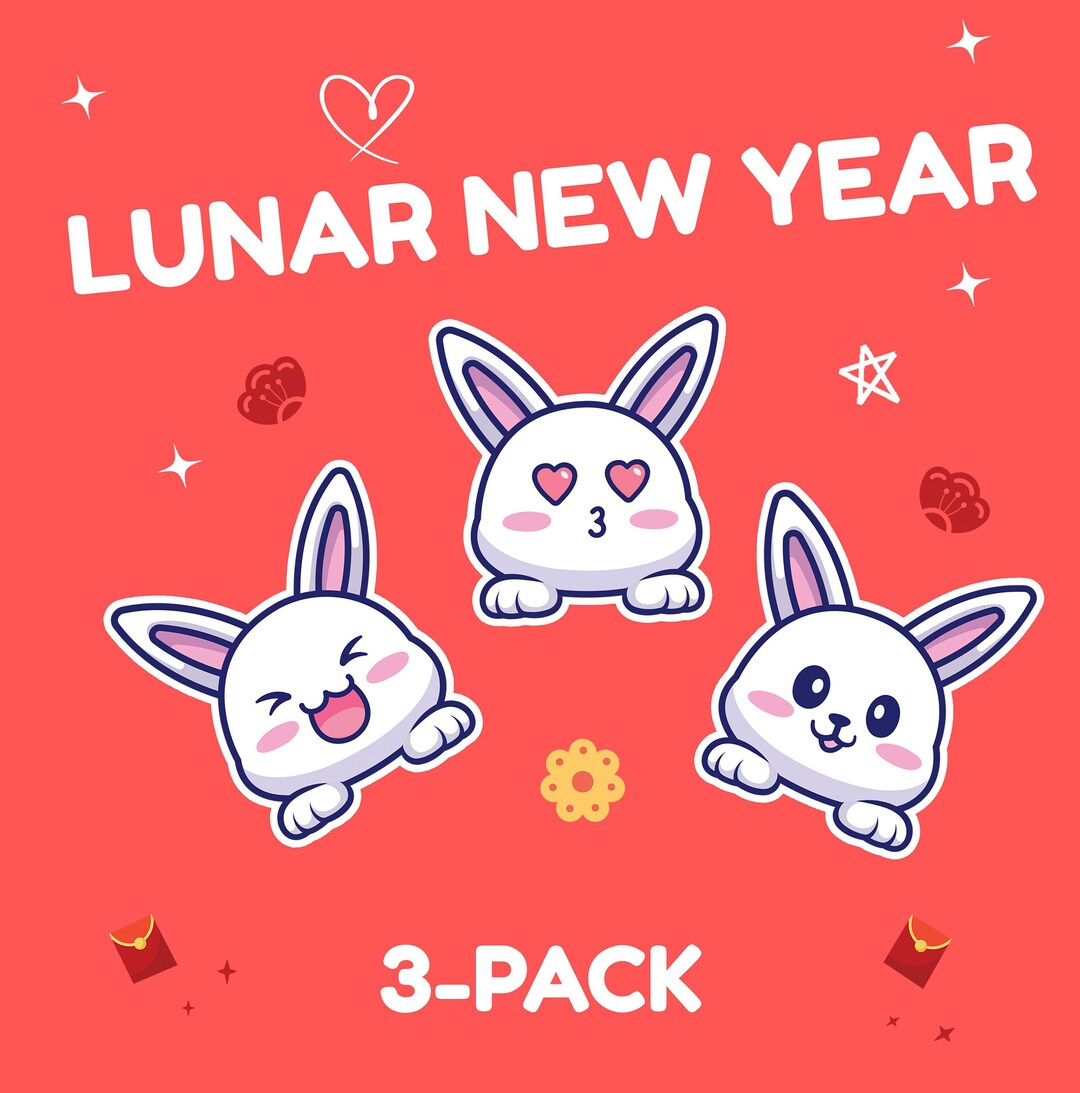 Cute Rabbit Die Cut Matte Glossy Holographic Lunar New Year - Etsy