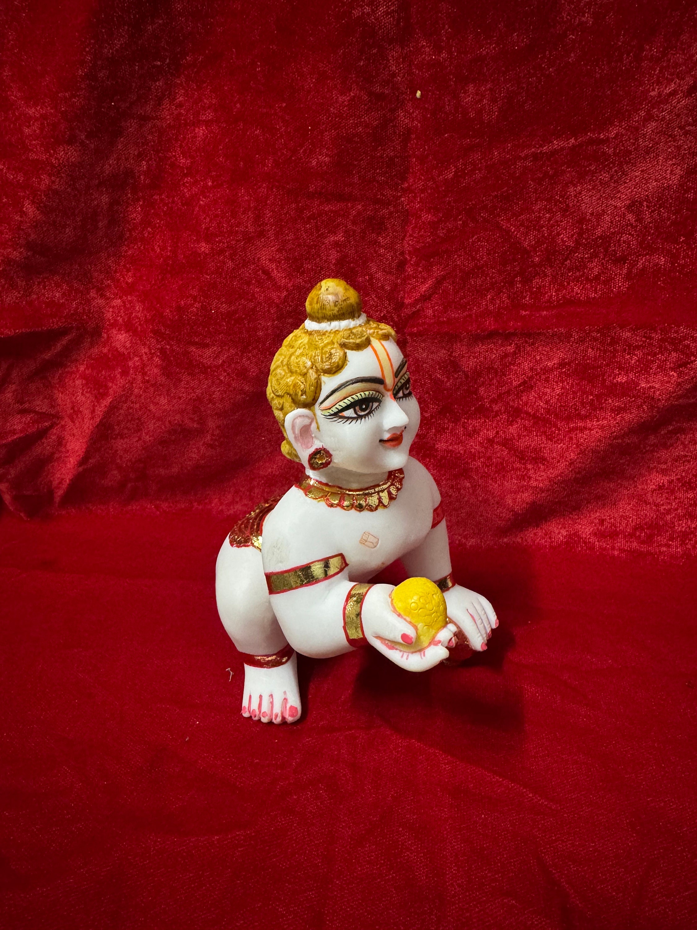 Premium 6 Inch Laddu Gopal Idol, Pure White Marble Dust Lord Krishna ...