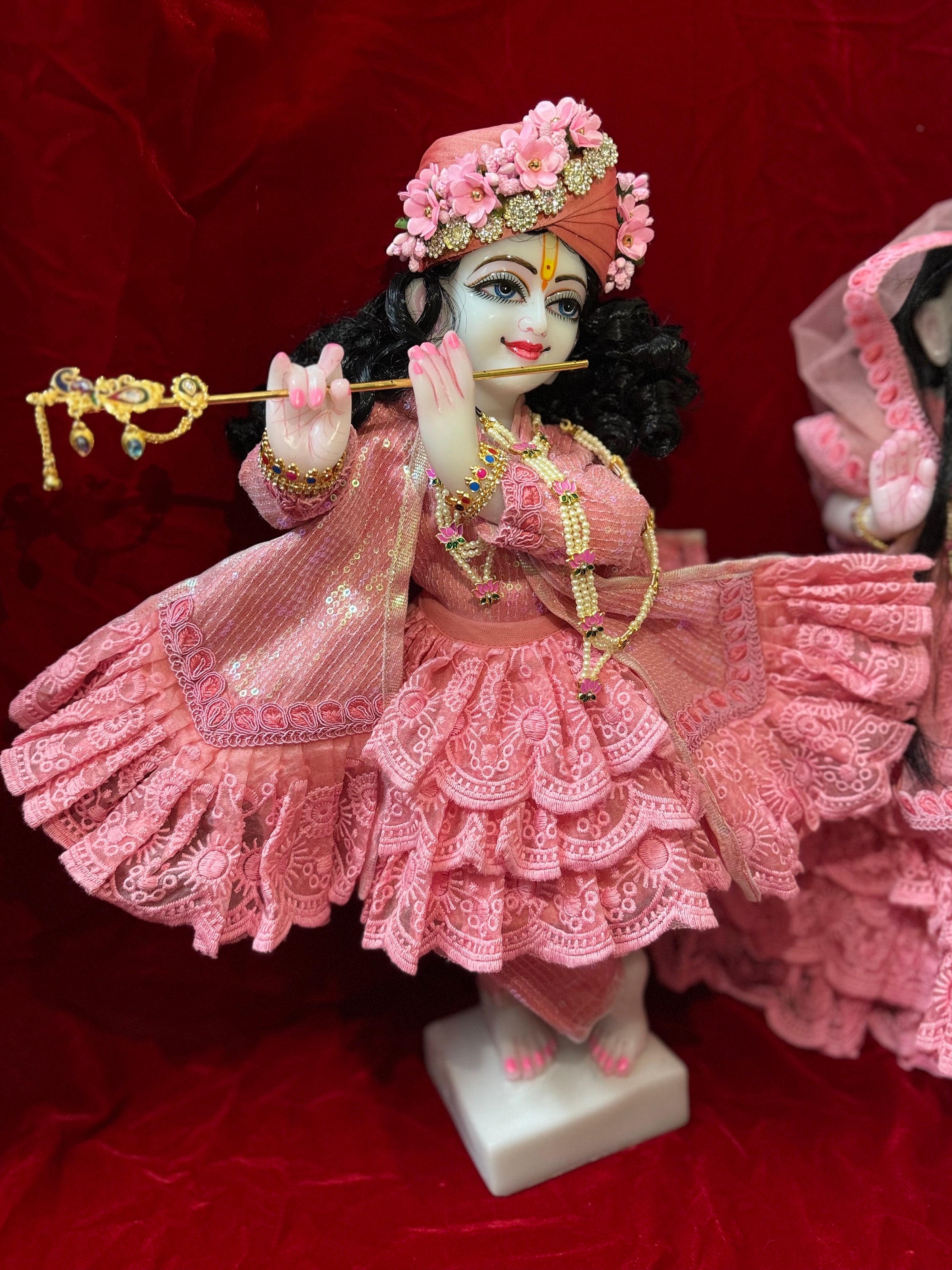 Premium 18" ISKCON Radha Krishna Idol Artificial Marble Dust Statue ...