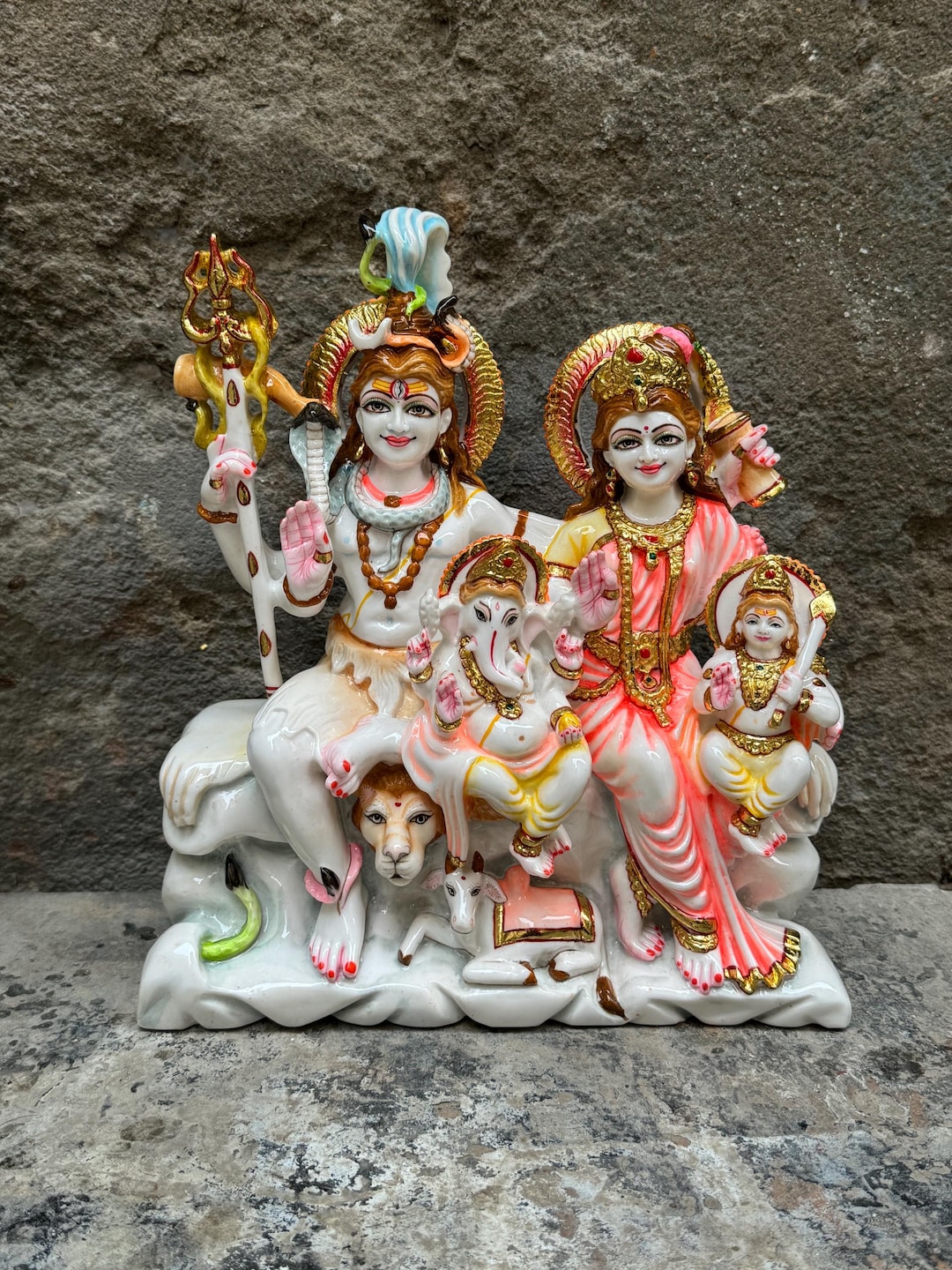 Shiva Parvati Ganesh Kartikeya Statue | 12 Inch Shiv Parivar Idol ...