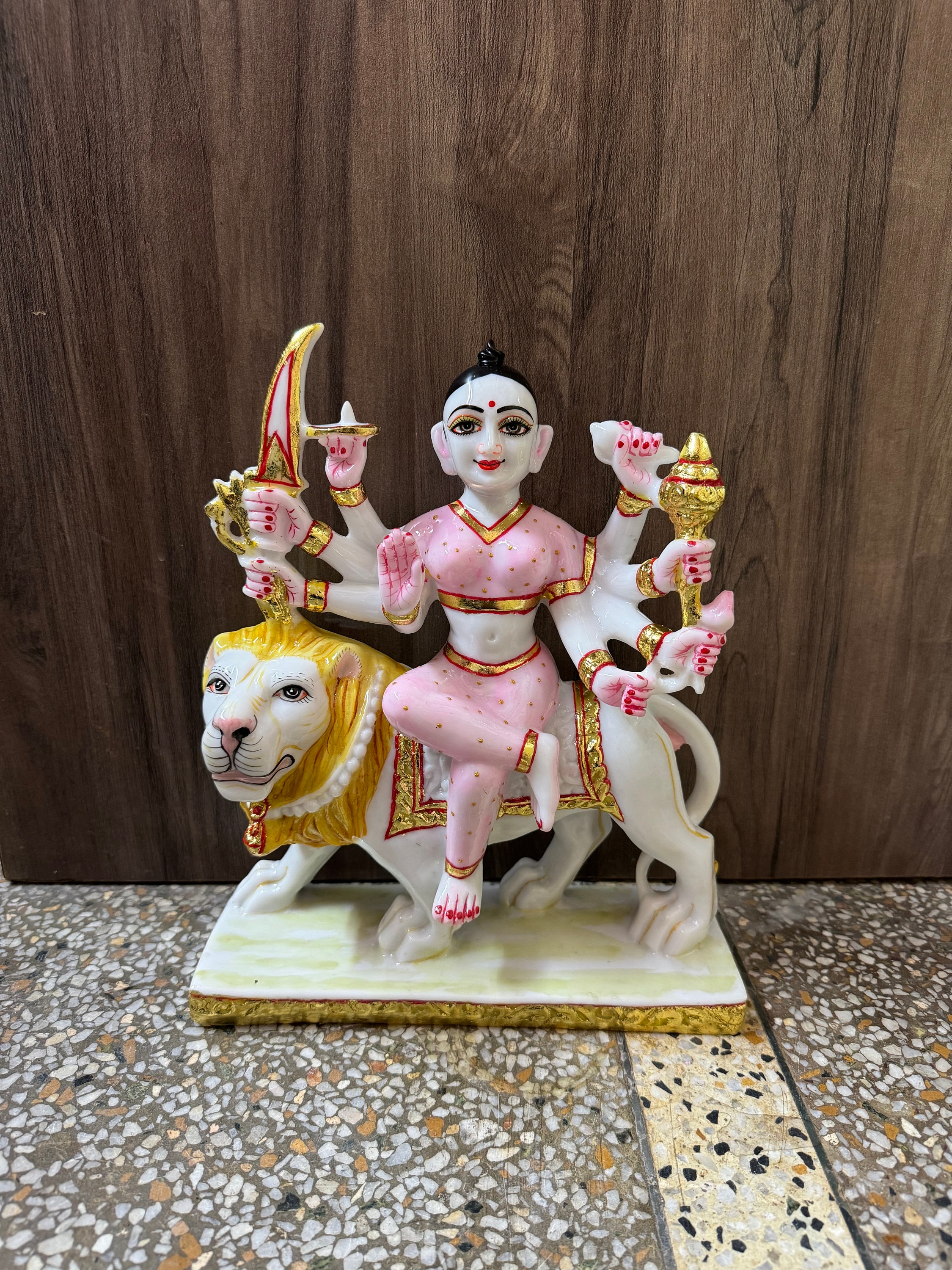 Durga Mata Statue 12inch ISKCON Style Durga Idol Marble Dust Sherawali ...