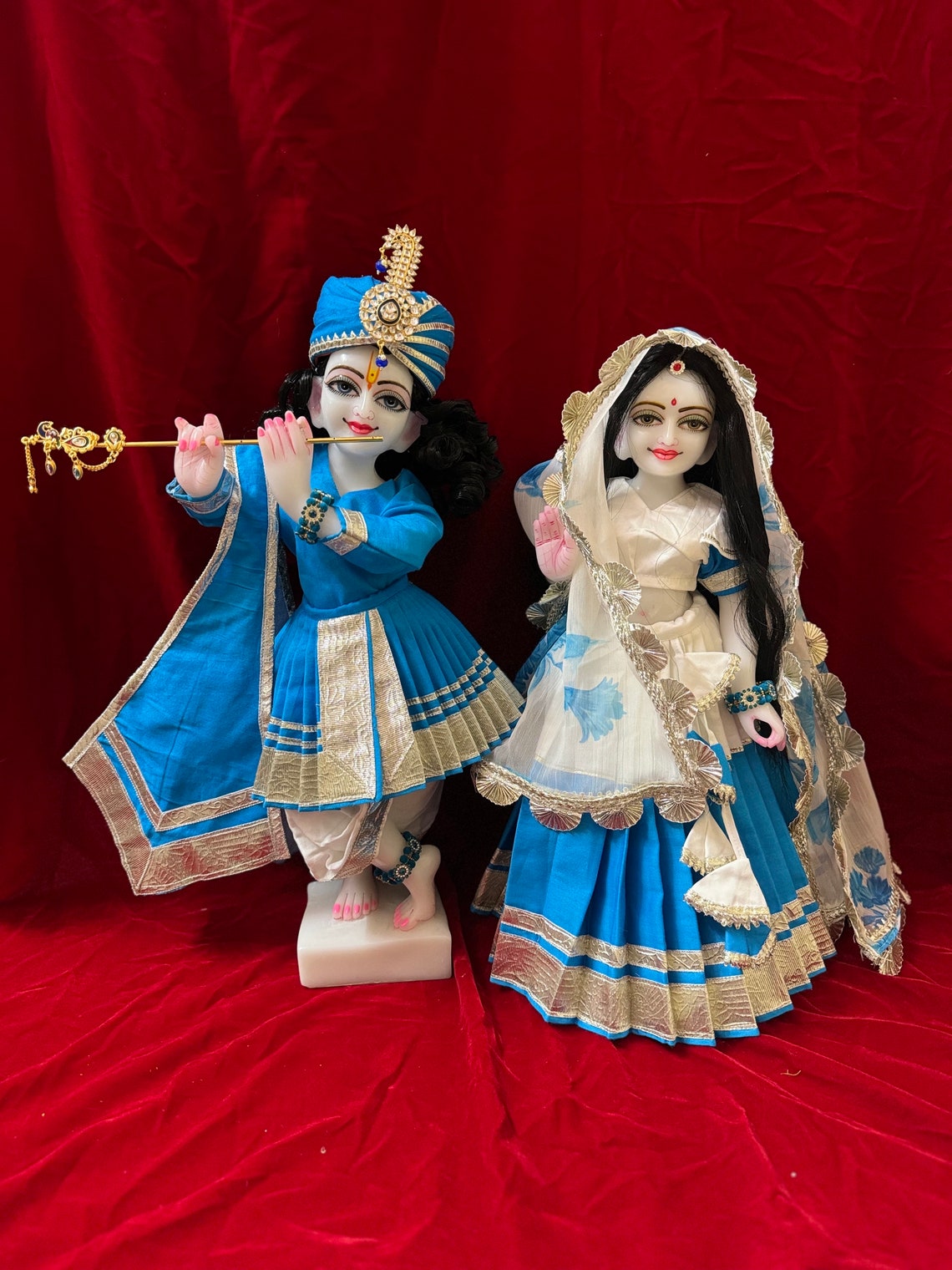 Premium 18" ISKCON Radha Krishna Idol Artificial Marble Dust Statue ...