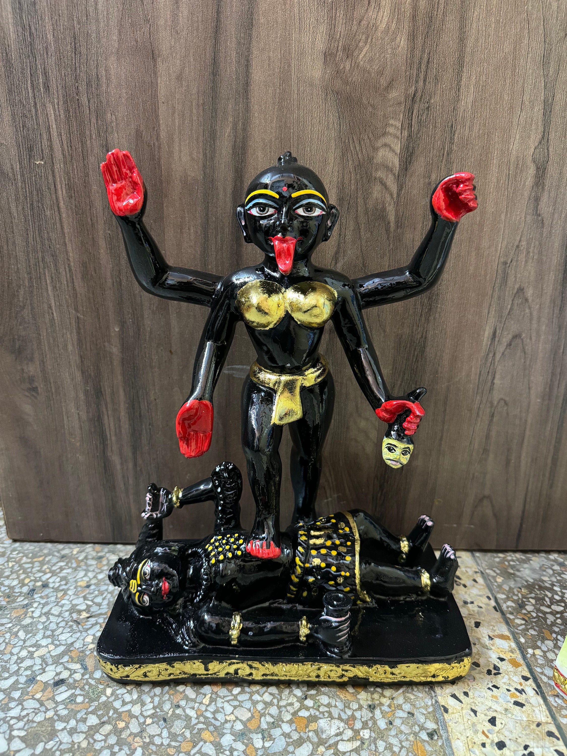 ISKCON Style Kali Mata Idol | 12-inch Marble Dust Maa Kali Statue ...