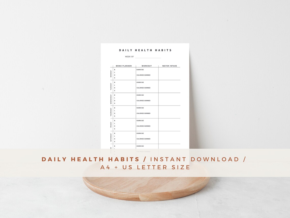 Printable Daily Healthy Habits Printable Health and Fitness Planner ...
