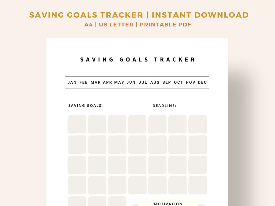 Printable Savings Goals Tracker | Personal Savings Tracker | Financial ...