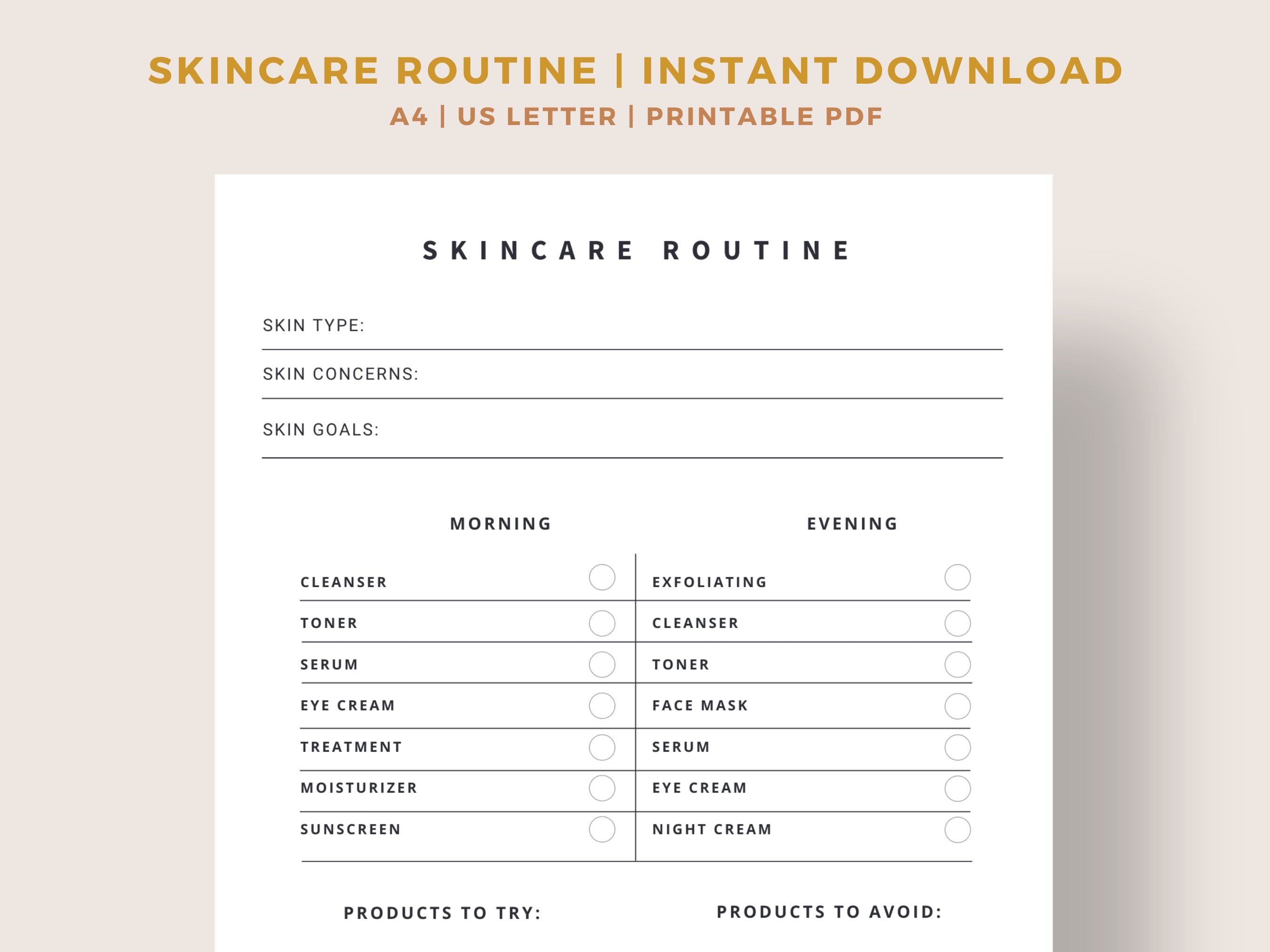 Printable Skincare Tracker | Skincare Routine Printable | Self Care ...