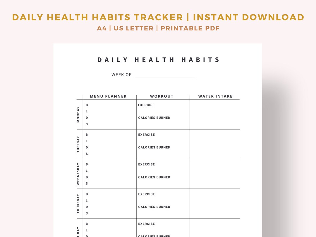 Printable Daily Healthy Habits Printable | Health and Fitness Planner ...