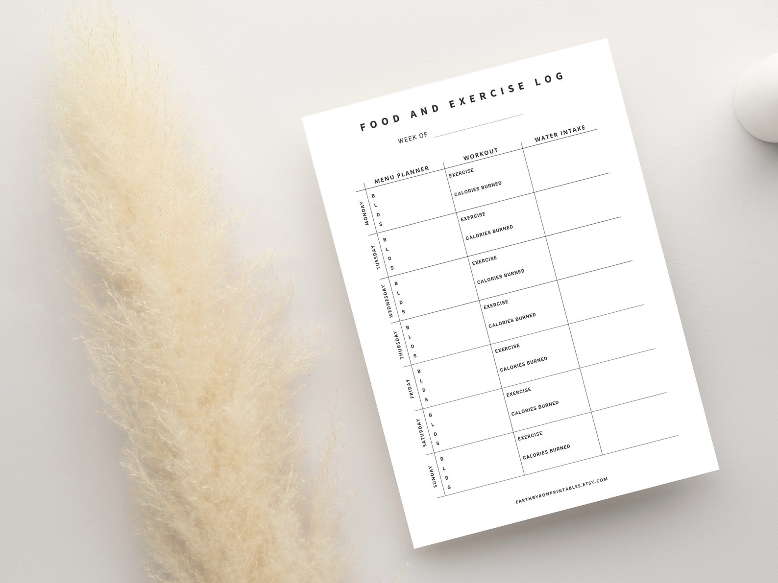 Printable Fitness Planner Tracker | Calorie Tracker | Exercise Log ...