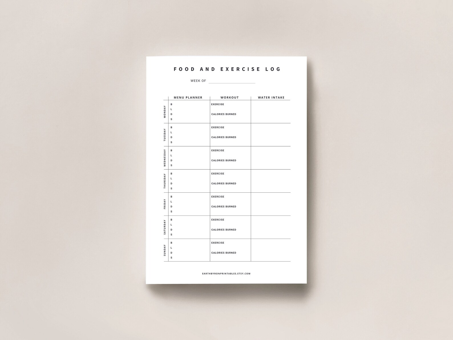 Printable Fitness Planner Tracker Calorie Tracker Exercise | Etsy