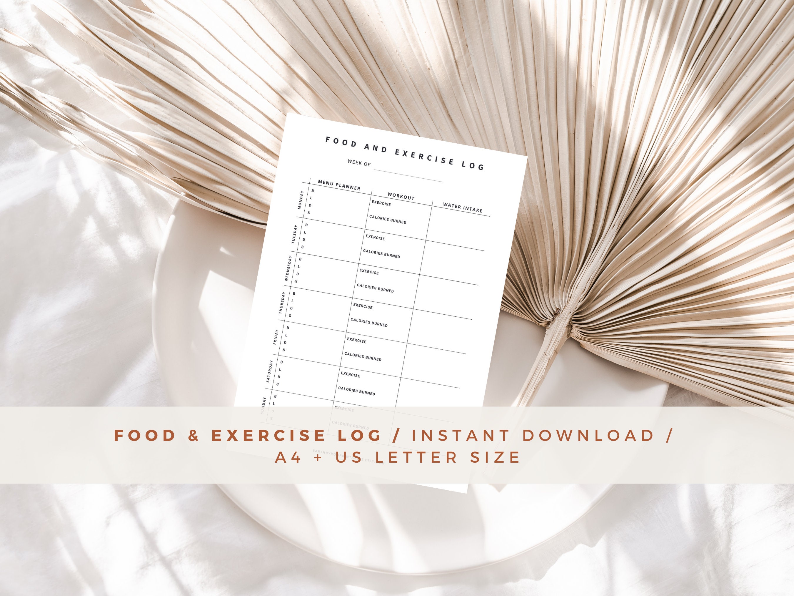 Printable Fitness Planner Tracker | Calorie Tracker | Exercise Log ...