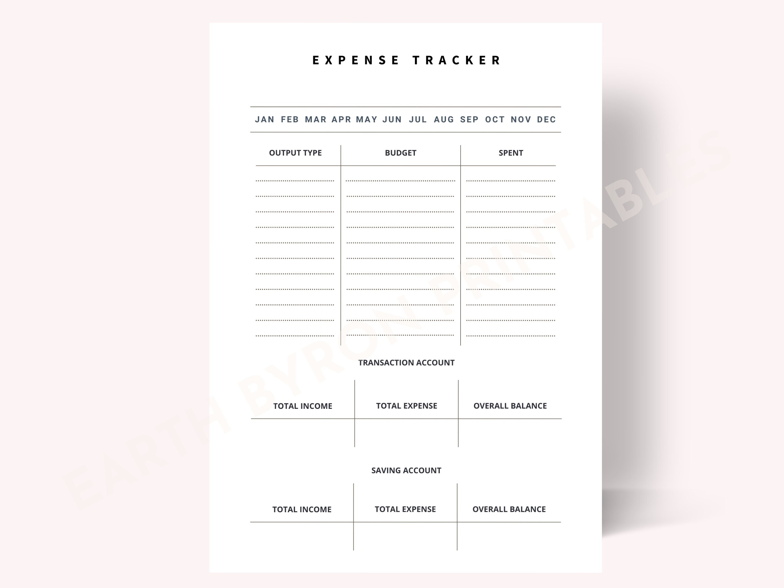 Printable Monthly Expense Tracker | Expense Log | Spending Sheet ...