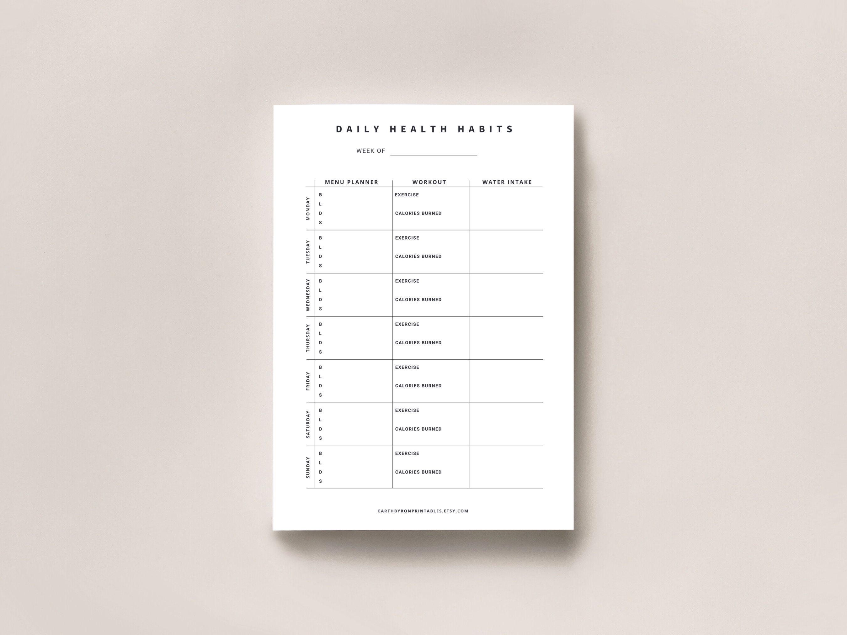 Printable Daily Healthy Habits Printable Health and Fitness Planner ...