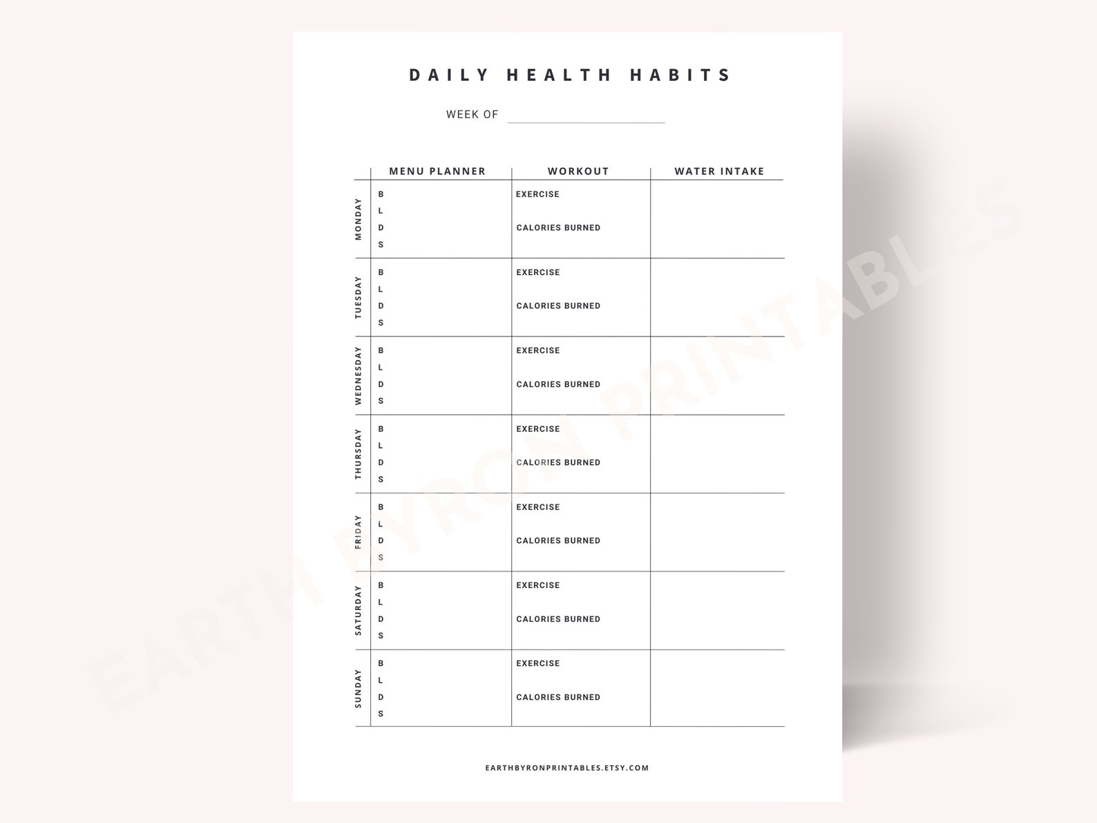 Printable Daily Healthy Habits Printable | Health and Fitness Planner ...