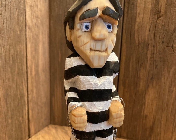 Prisoner Wearing Black/white Prison Uniform With Hand Cuffs, Jail Gag ...