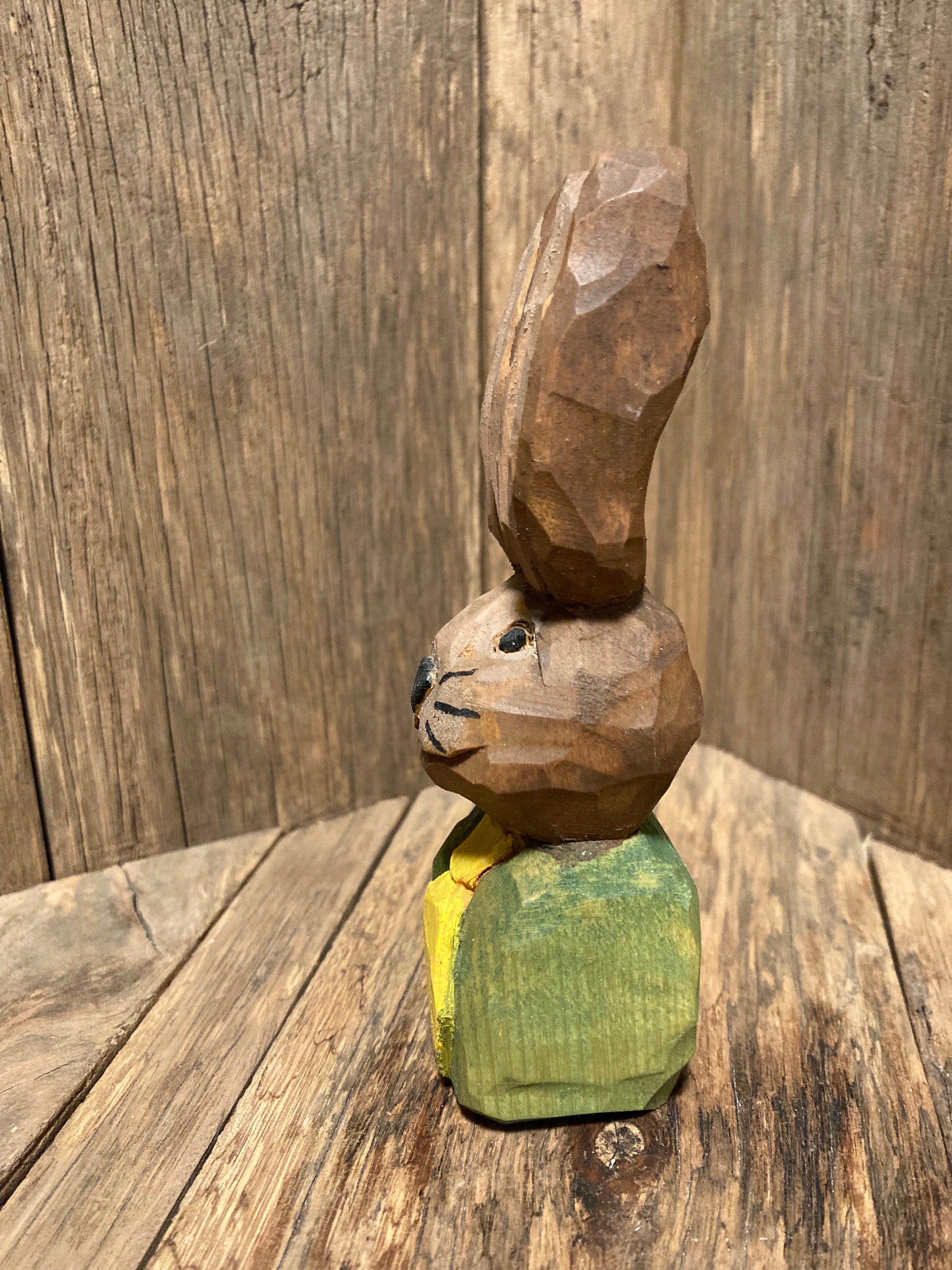 Easter Bunny Hand Carved, Carved Rabbit, Wooden Animals, Nursery Decor ...