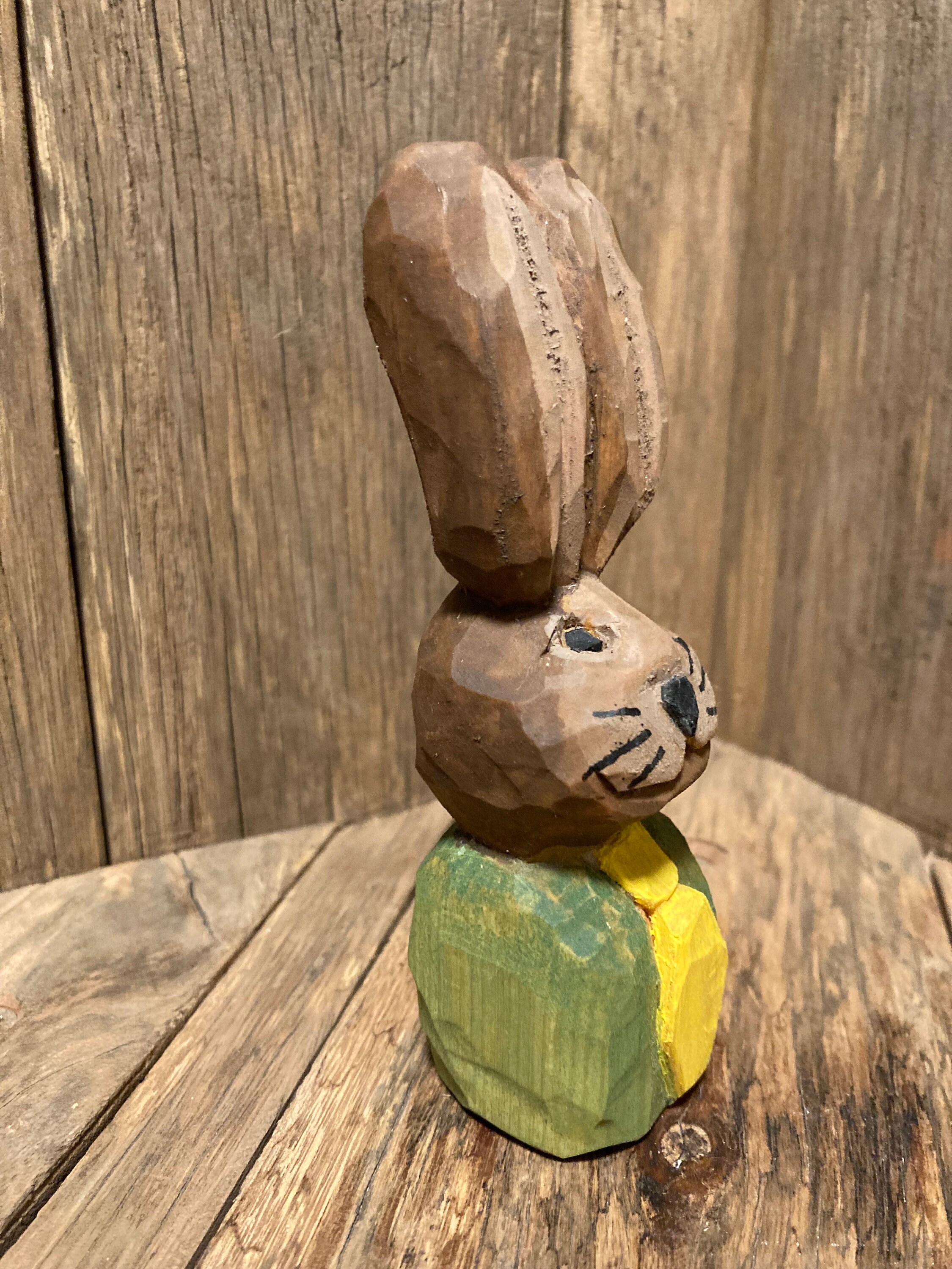 Easter Bunny Hand Carved, Carved Rabbit, Wooden Animals, Nursery Decor ...