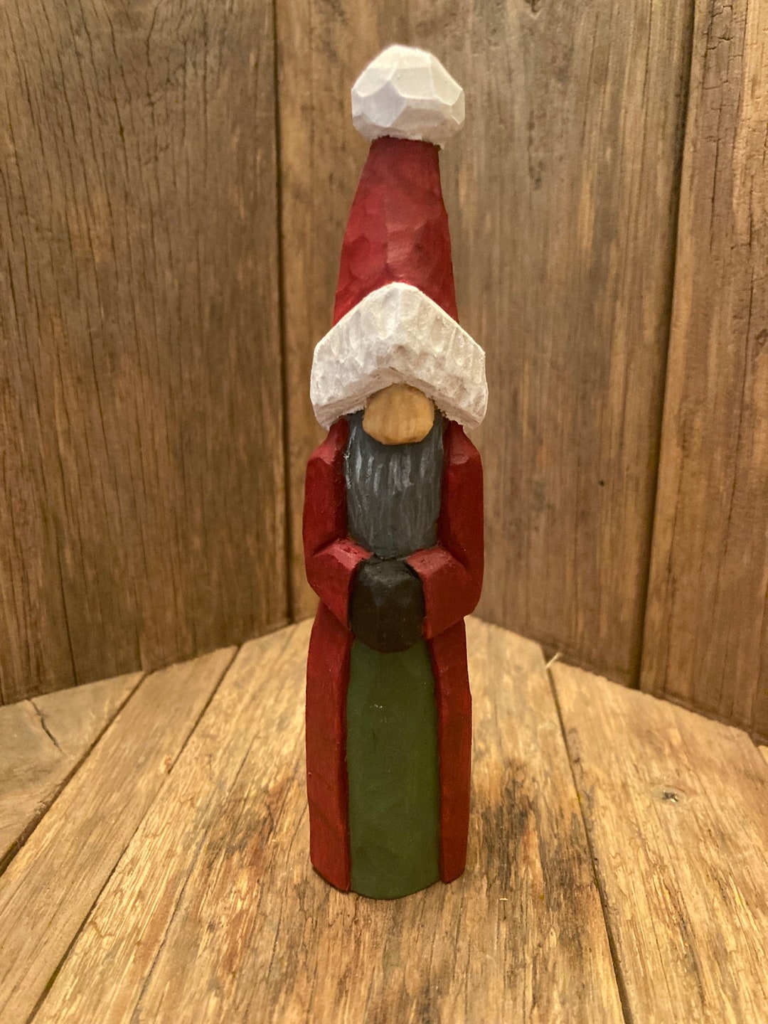 Traditional Santa Carving, Old Fashioned St. Nick, Hand Carved Wooden ...