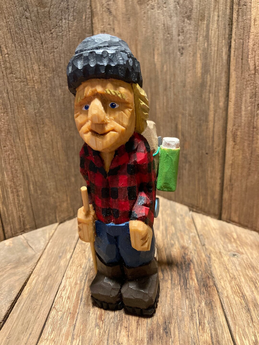 Hiker Backpacker With Loaded Backpack and Walking Stick, Hiker Gift ...