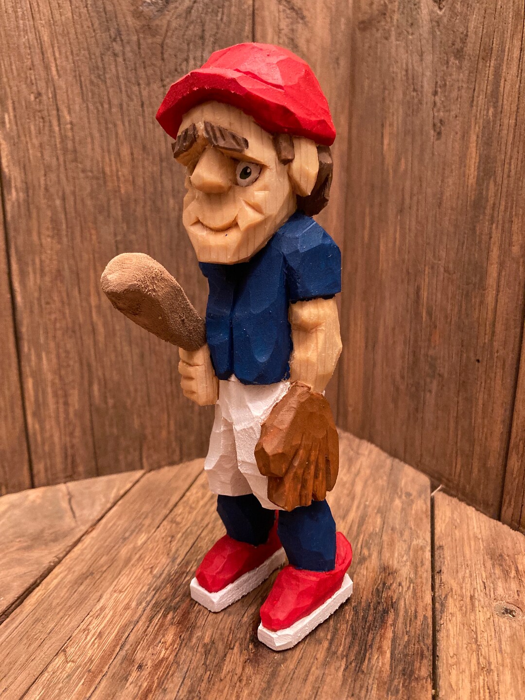 Baseball Player With Mitt and Holding Bat Man Cave Decor - Etsy