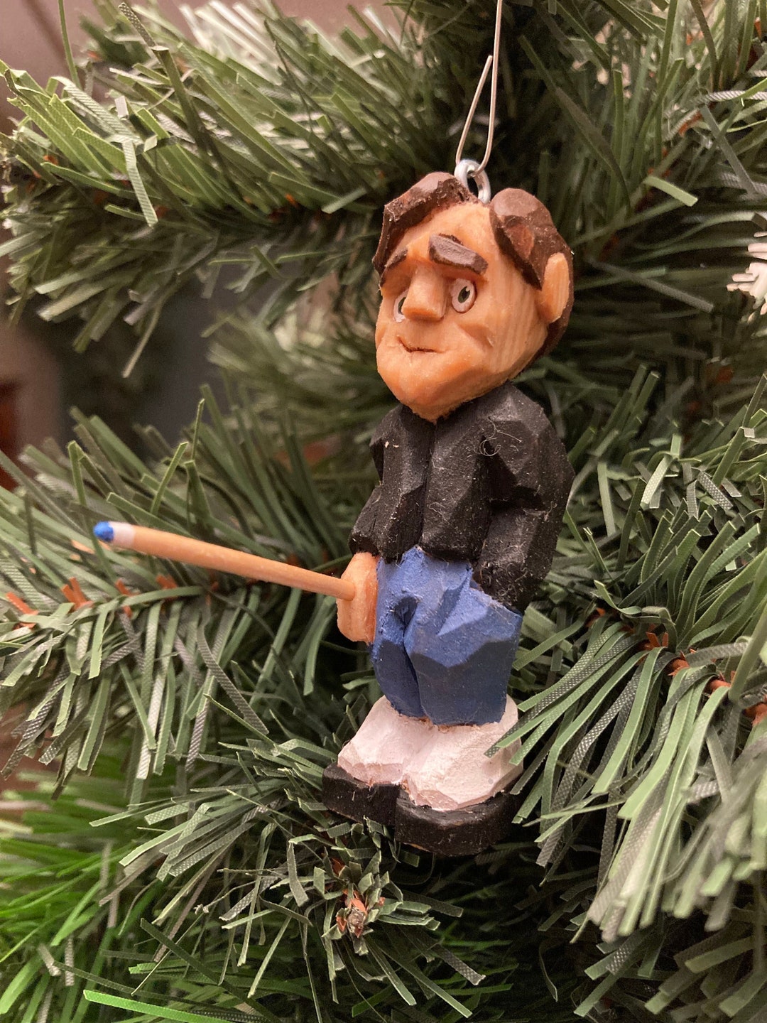 Pool Player Holding Cue Christmas Ornament, Billiards Room Decor, Man ...