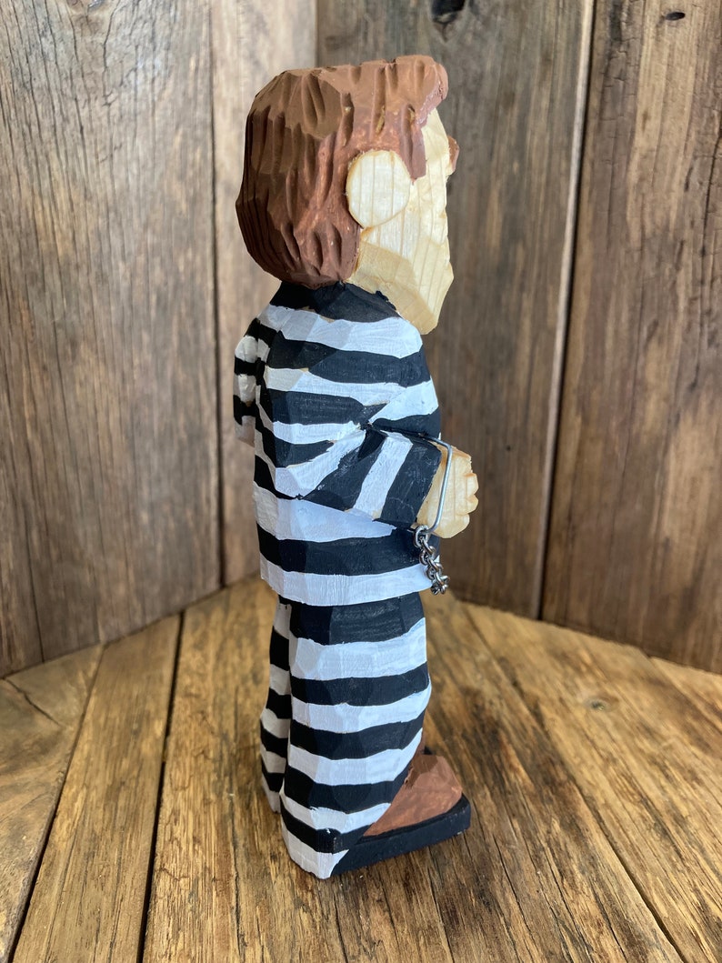 Prisoner Wearing Black/white Prison Uniform With Hand Cuffs, Jail Gag ...