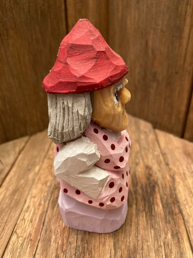Hand Carved Female Gnome, Garden Decor, Gnome Gifts, Gnome Home Decor ...