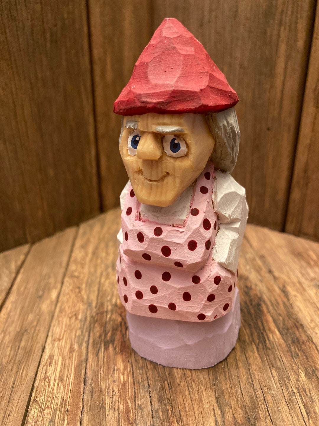 Hand Carved Female Gnome, Garden Decor, Gnome Gifts, Gnome Home Decor ...