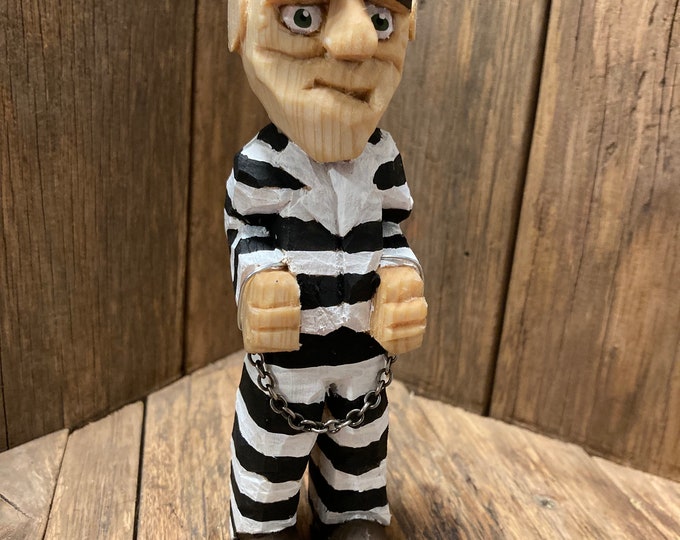 Prisoner Wearing Black/white Prison Uniform With Hand Cuffs, Jail Gag ...