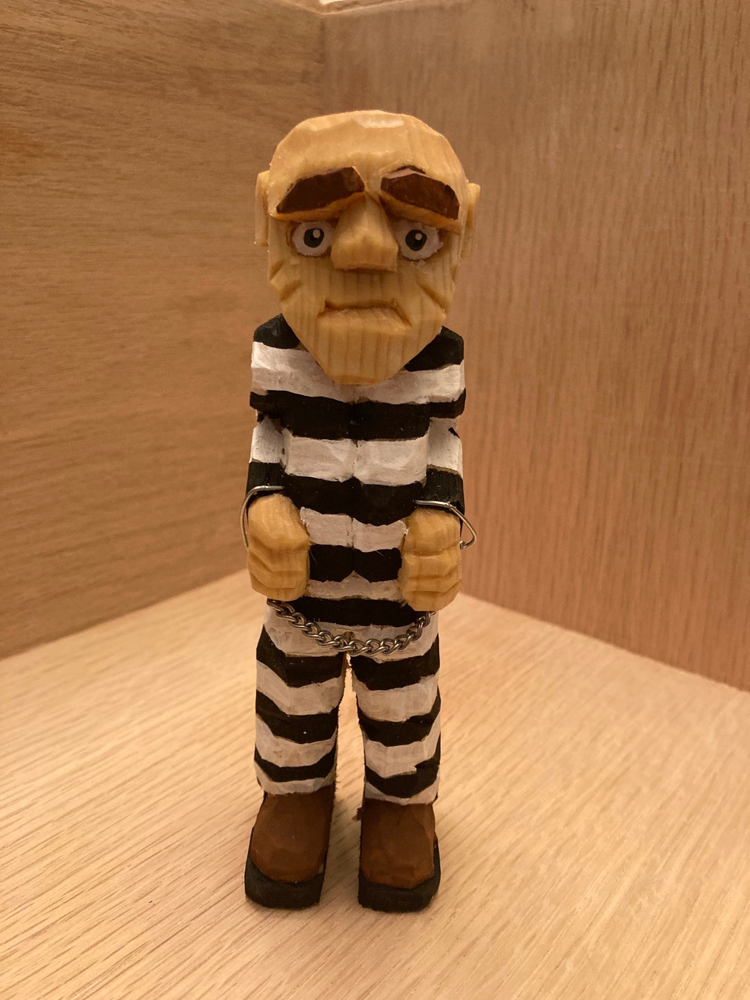 Prisoner Wearing Black/white Prison Uniform With Hand Cuffs, Jail Gag ...